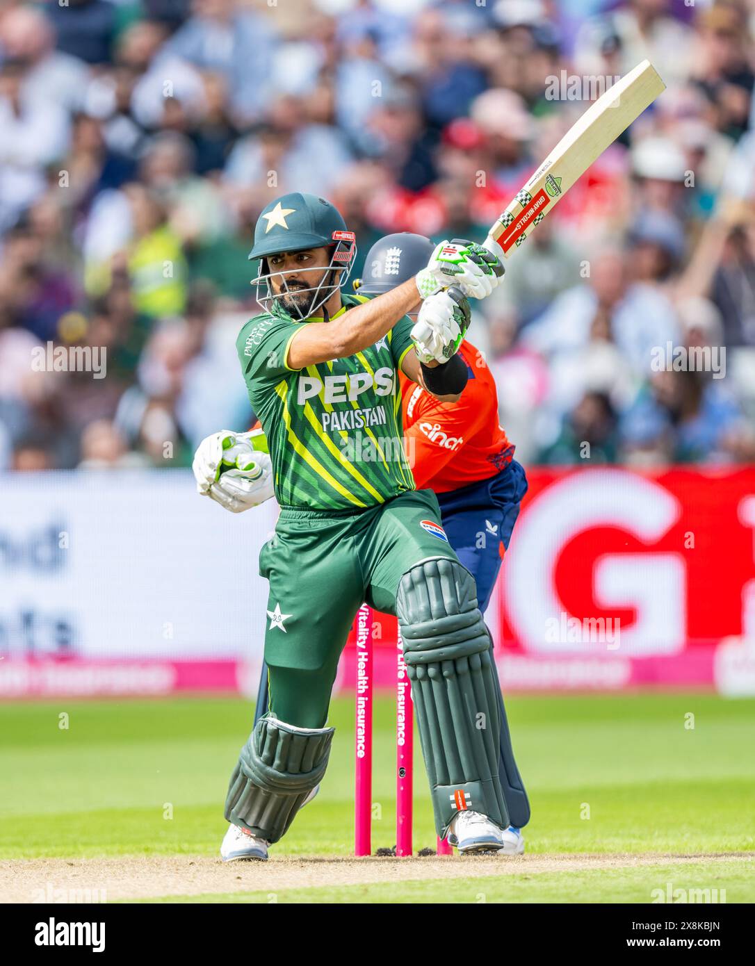Babar Azam batting for Pakistan in the Second Vitality T20 ...