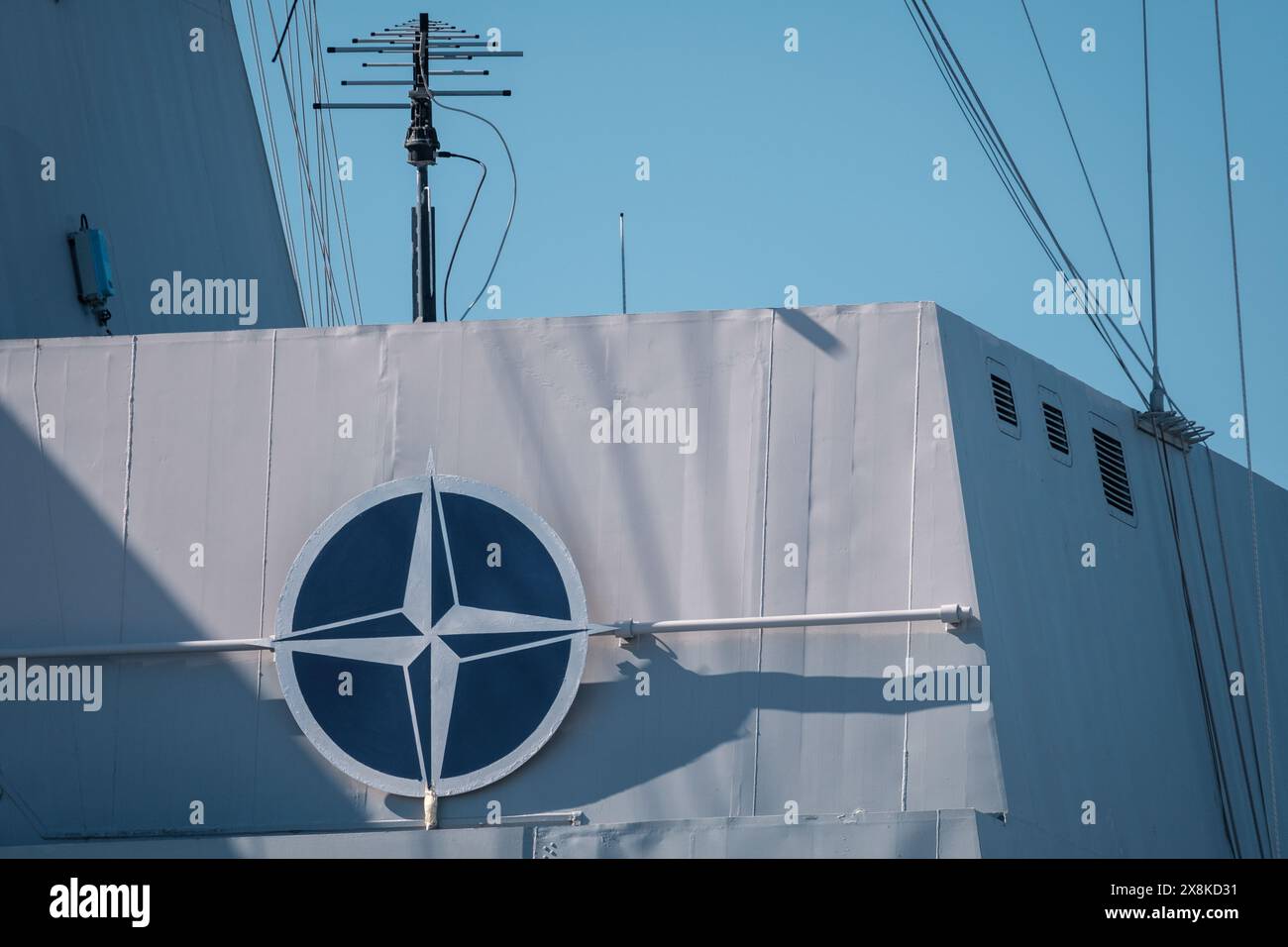 Helsinki / Finland - APRIL 5, 2024: Closeup of a NATO, North Atlantic ...