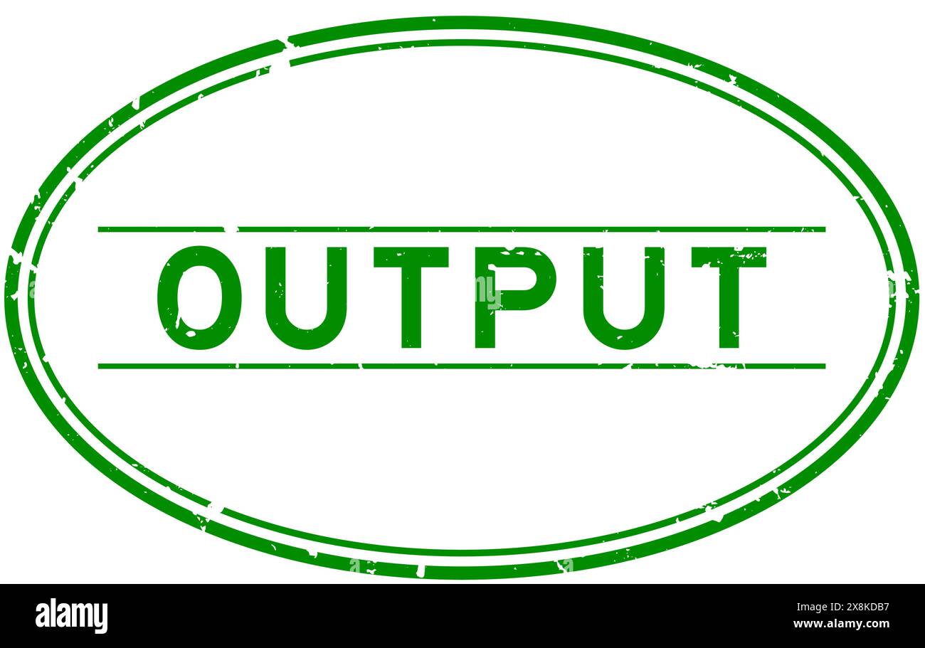 Grunge green output word oval rubber seal stamp on white background ...