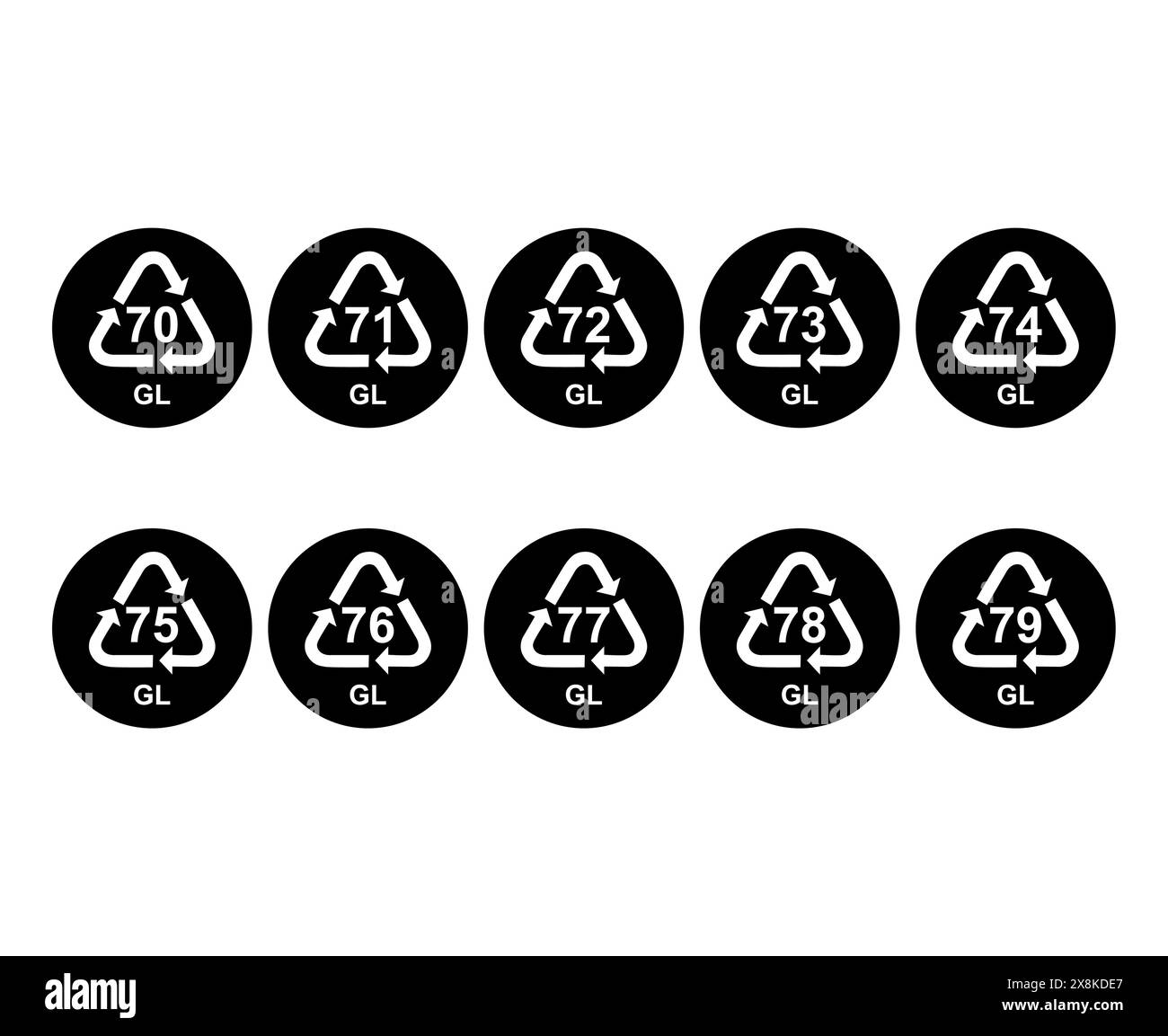 Set of Glass symbol, ecology recycling sign isolated on white ...