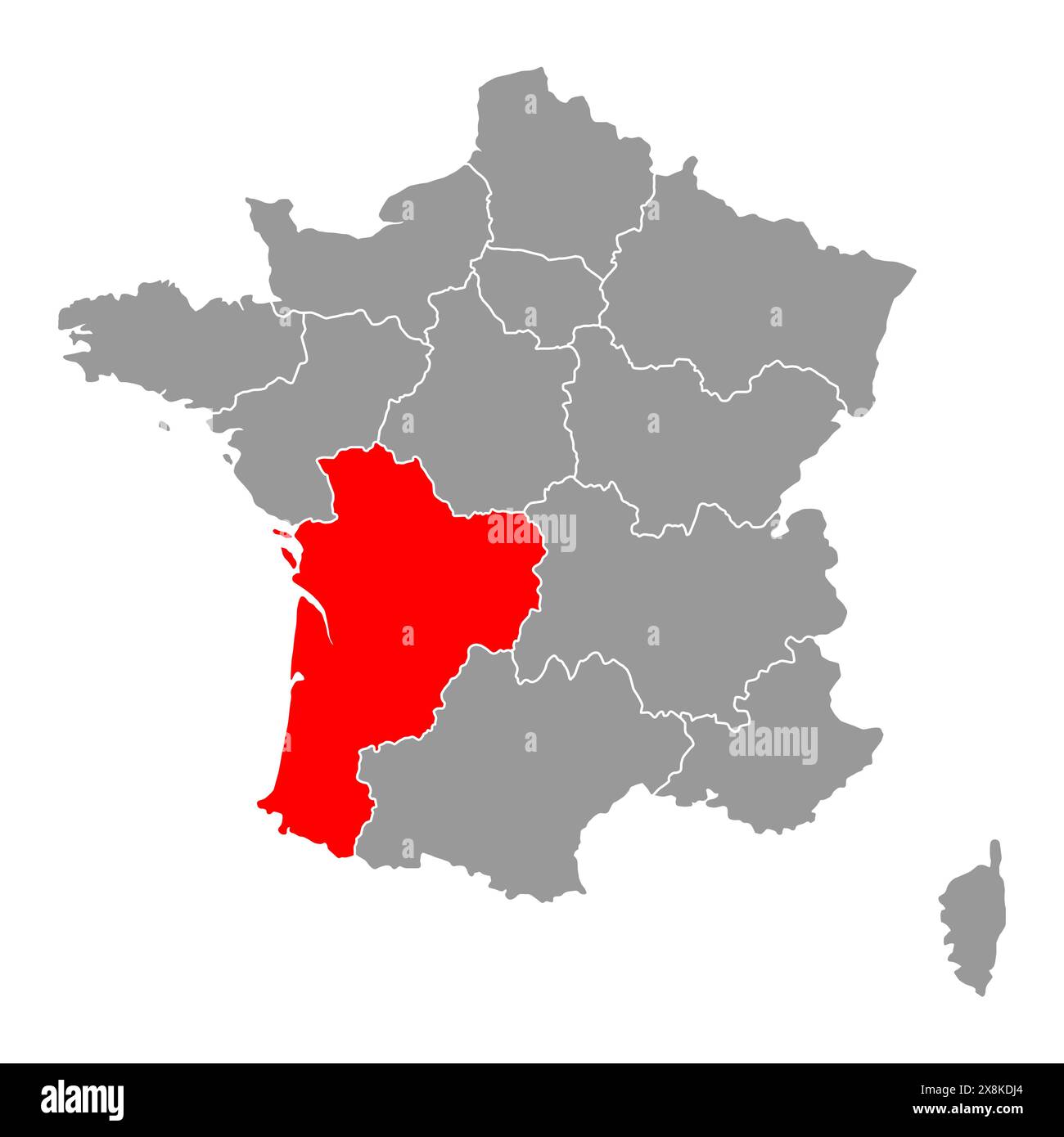 New Aquitaine of France map symbol shape, travel web flat concept icon ...