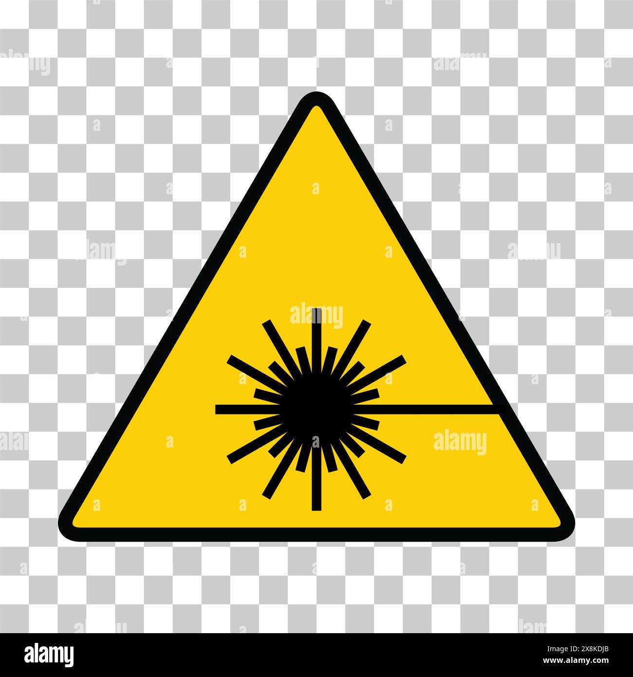 Laser radiation danger label icon, safety protection information symbol ...