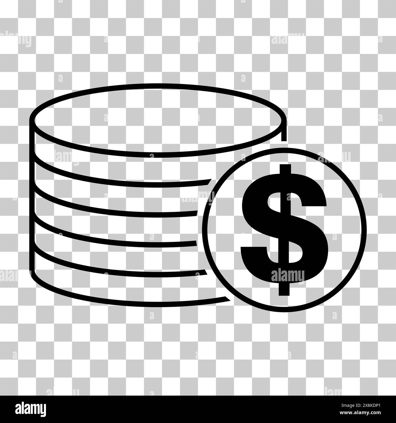 Dollar stack coin, flat icon money design, cash sign vector ...