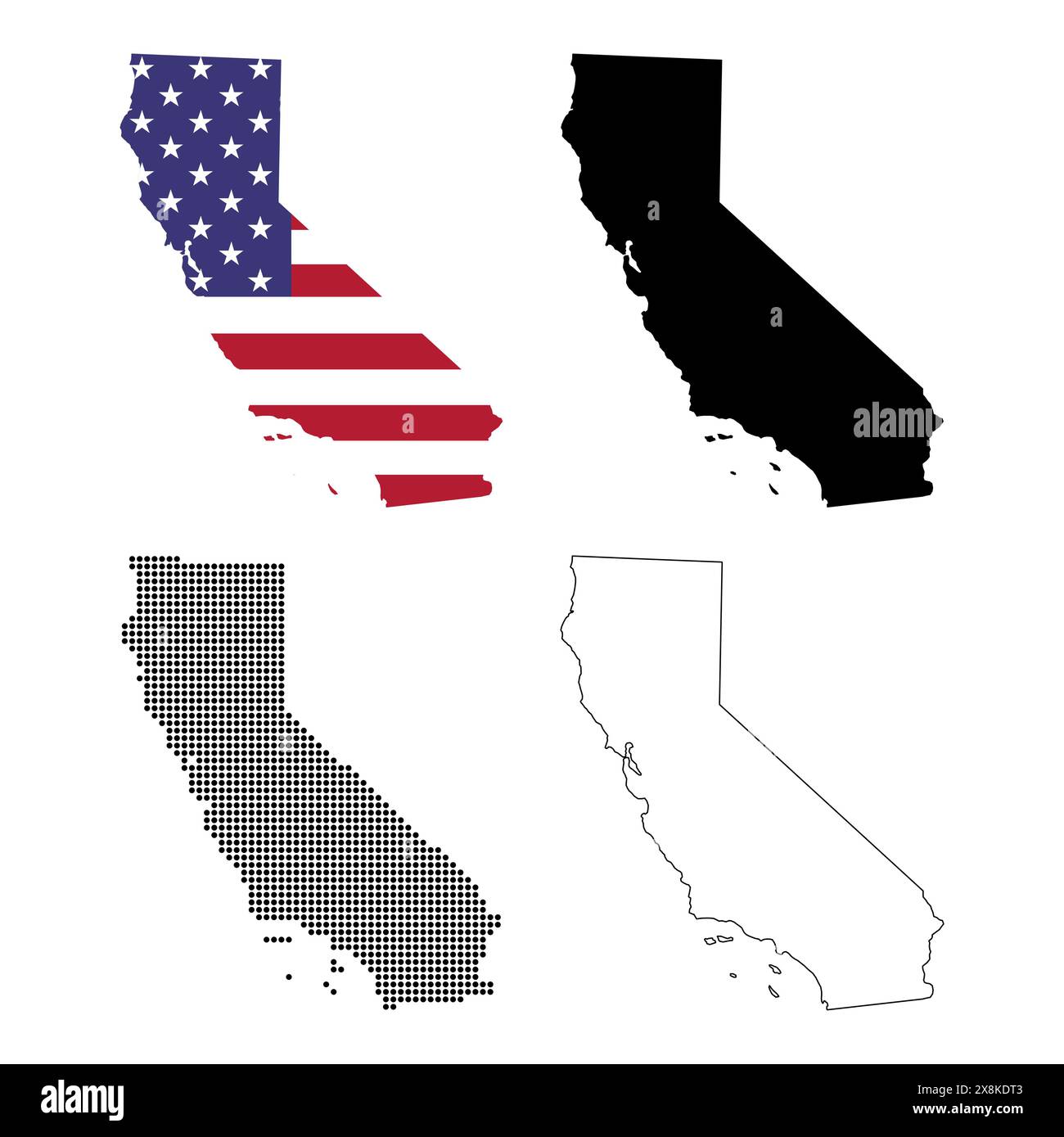Set of California map, united states of america. Flat concept icon ...