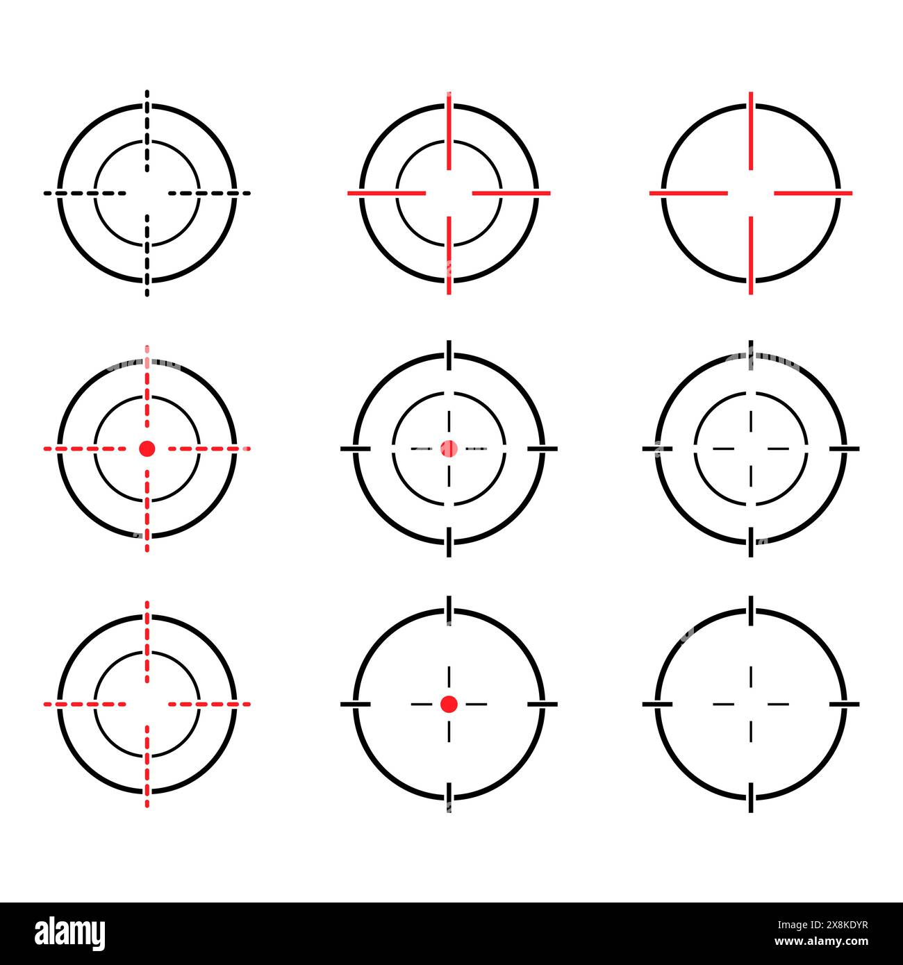 Set of Crosshair army target icon, hunting cross sign mark, graphic ...