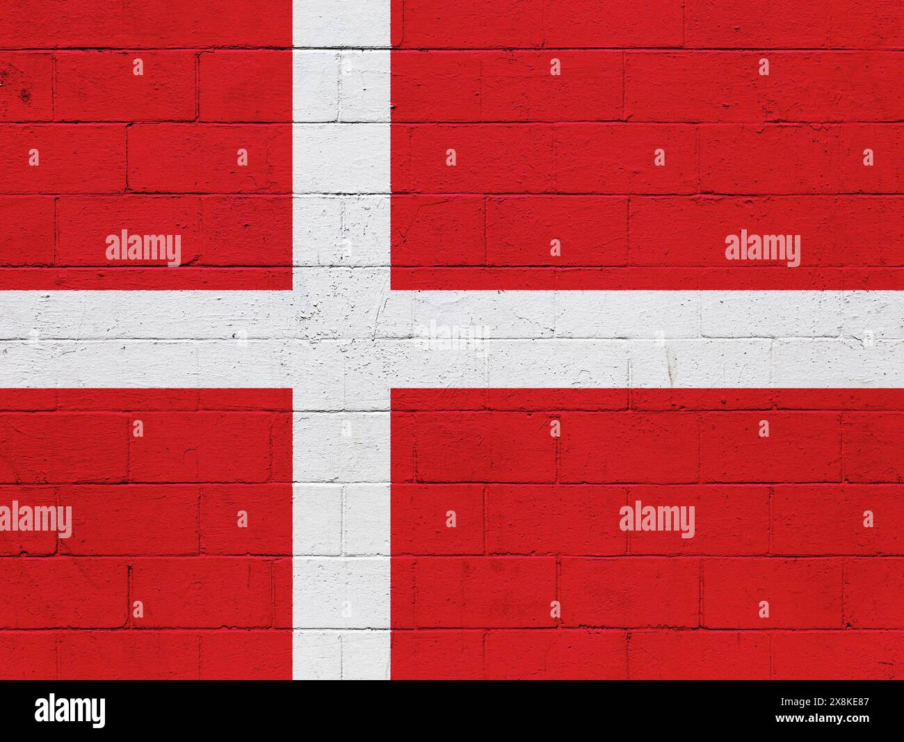 Flag of Denmark painted on a cinder block wall Stock Photo - Alamy