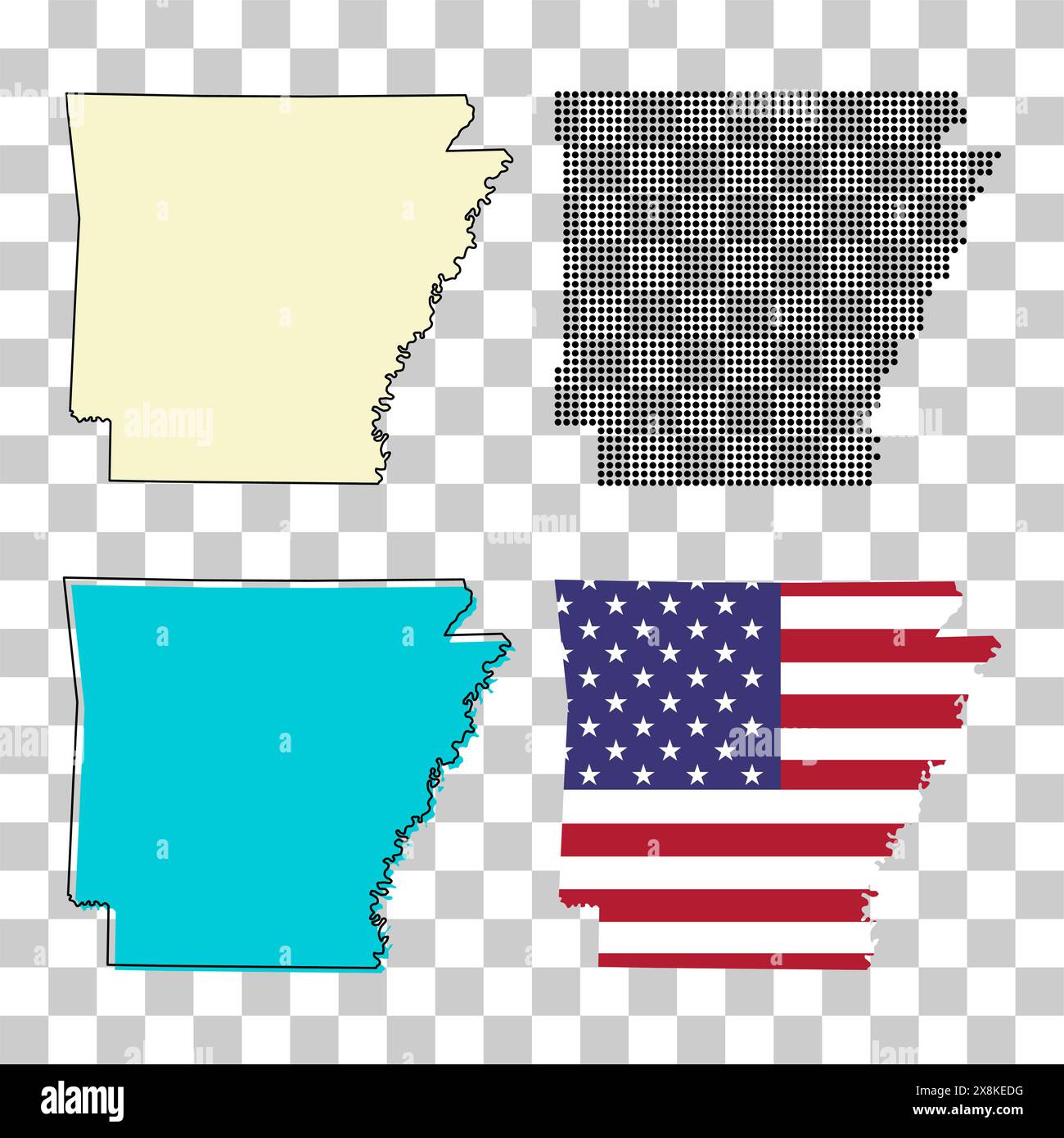 Set of Arkansas map, united states of america. Flat concept icon symbol ...