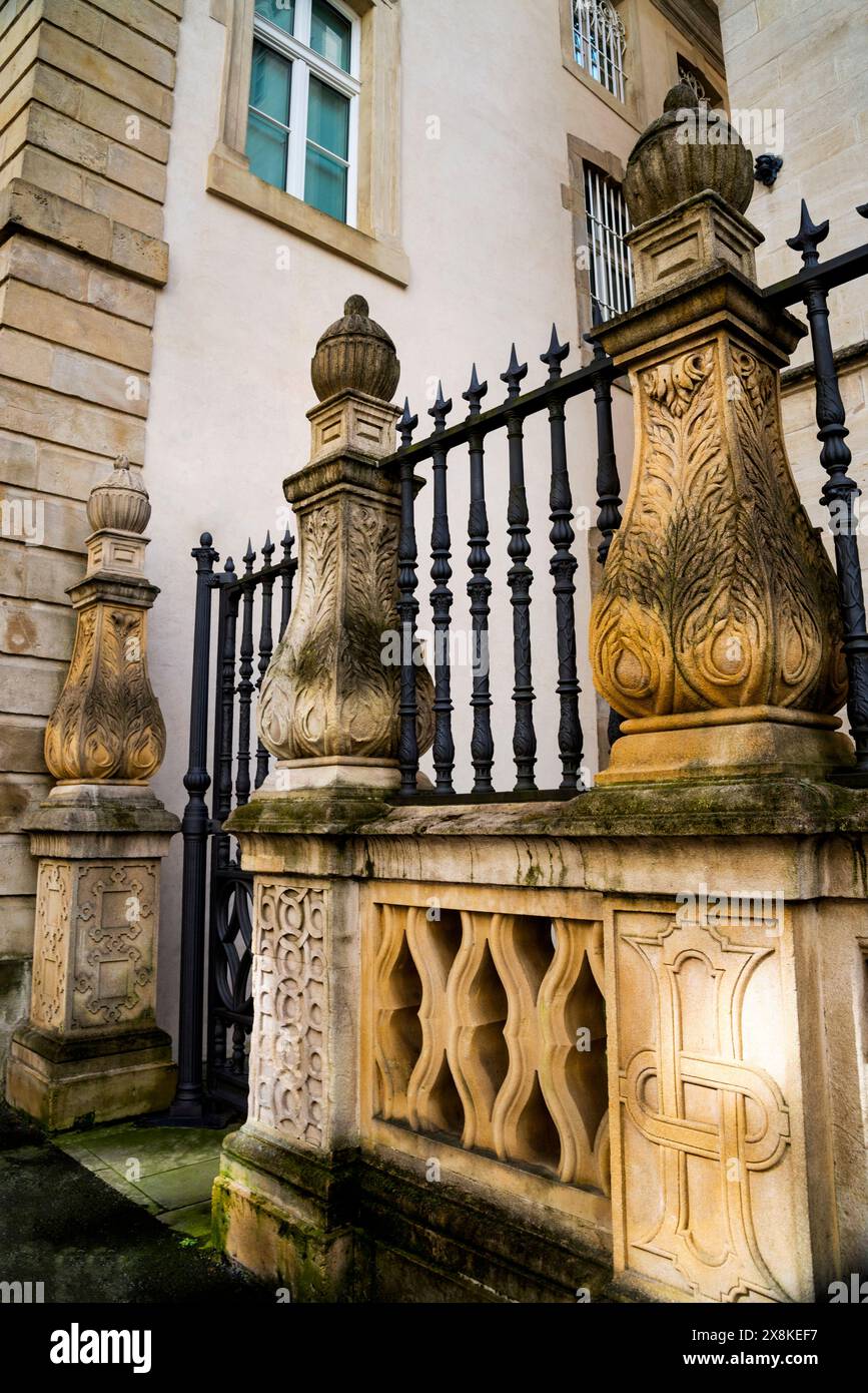 Carved stone balustrades in Luxembourg Stock Photo - Alamy