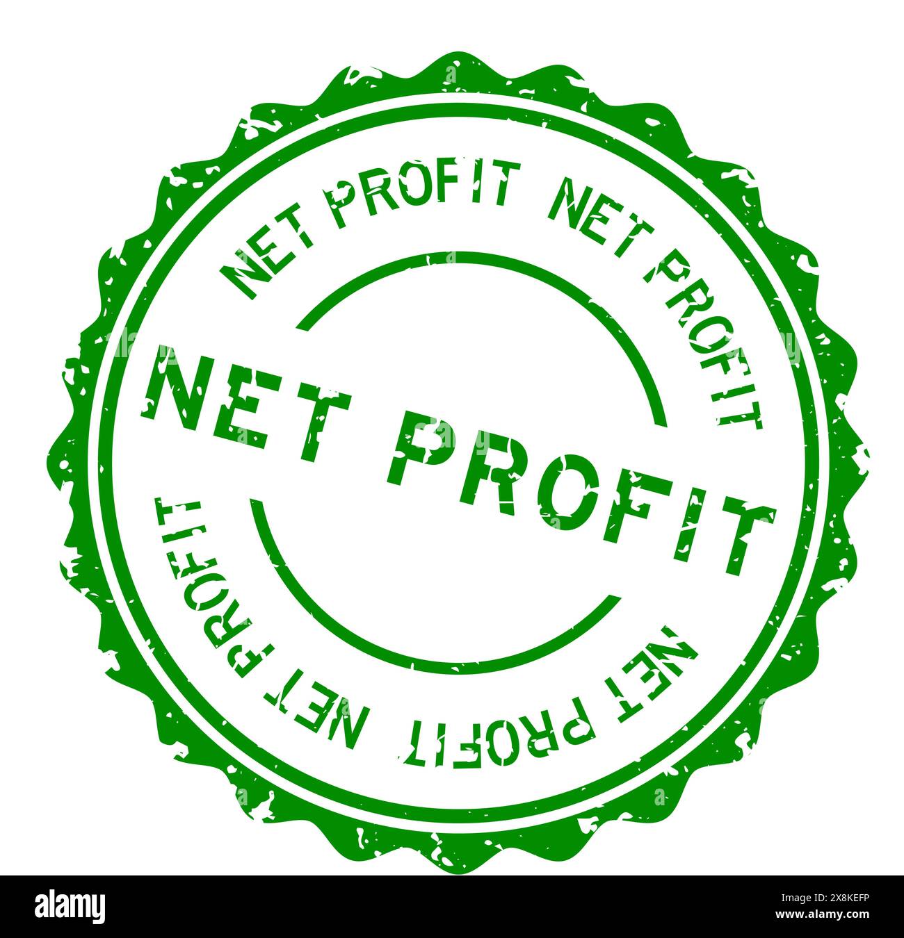 Grunge green net profit word round rubber seal stamp on white ...