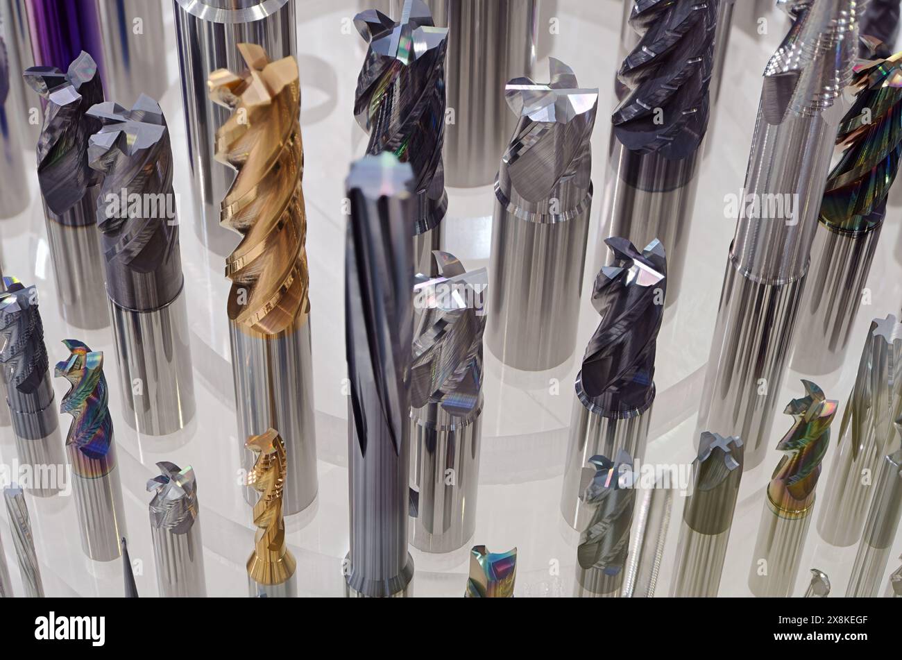 Large group of various milling cutters, industrial metalworking tools ...