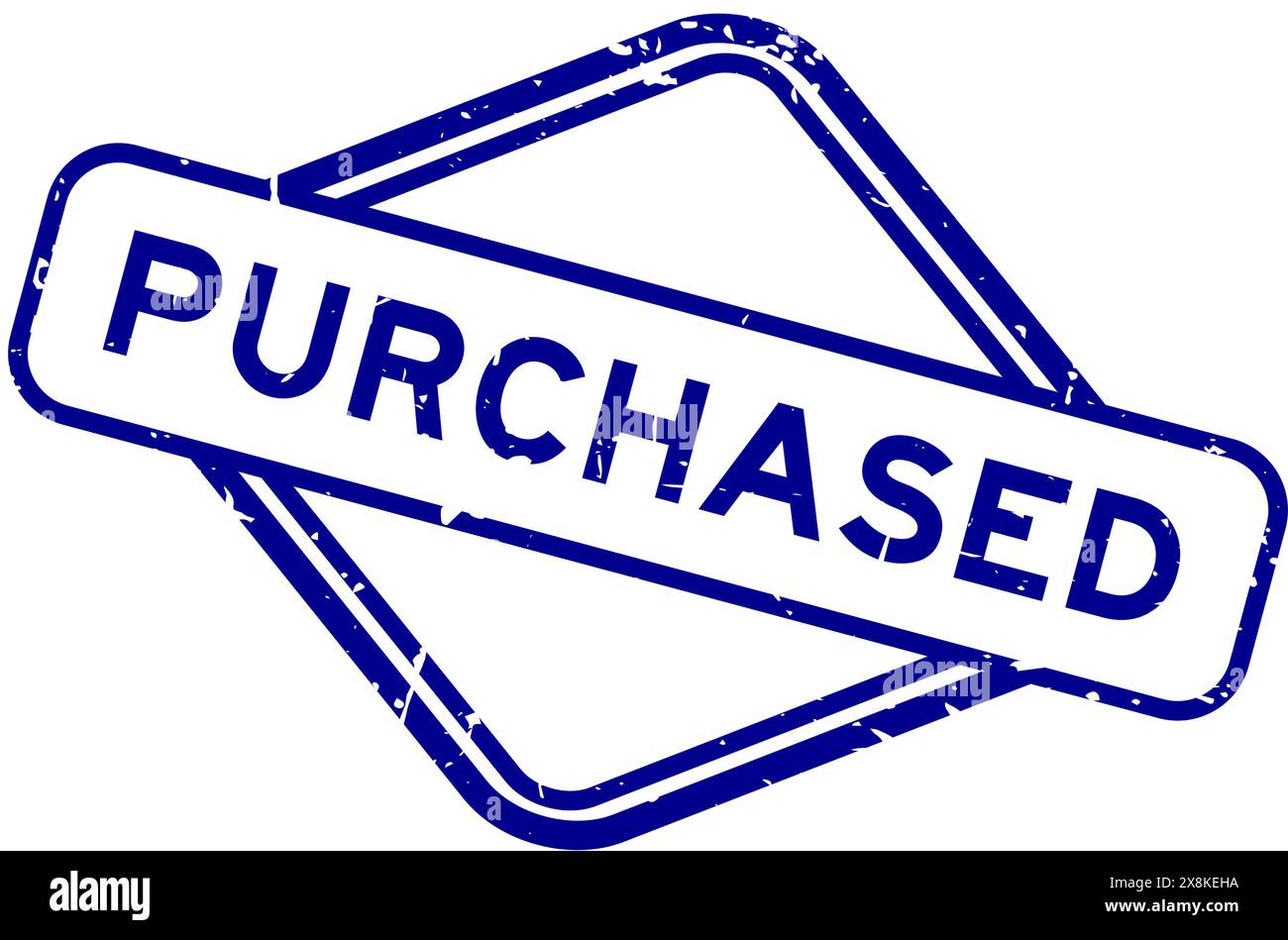 Grunge blue purchased word rubber seal stamp on white background Stock ...