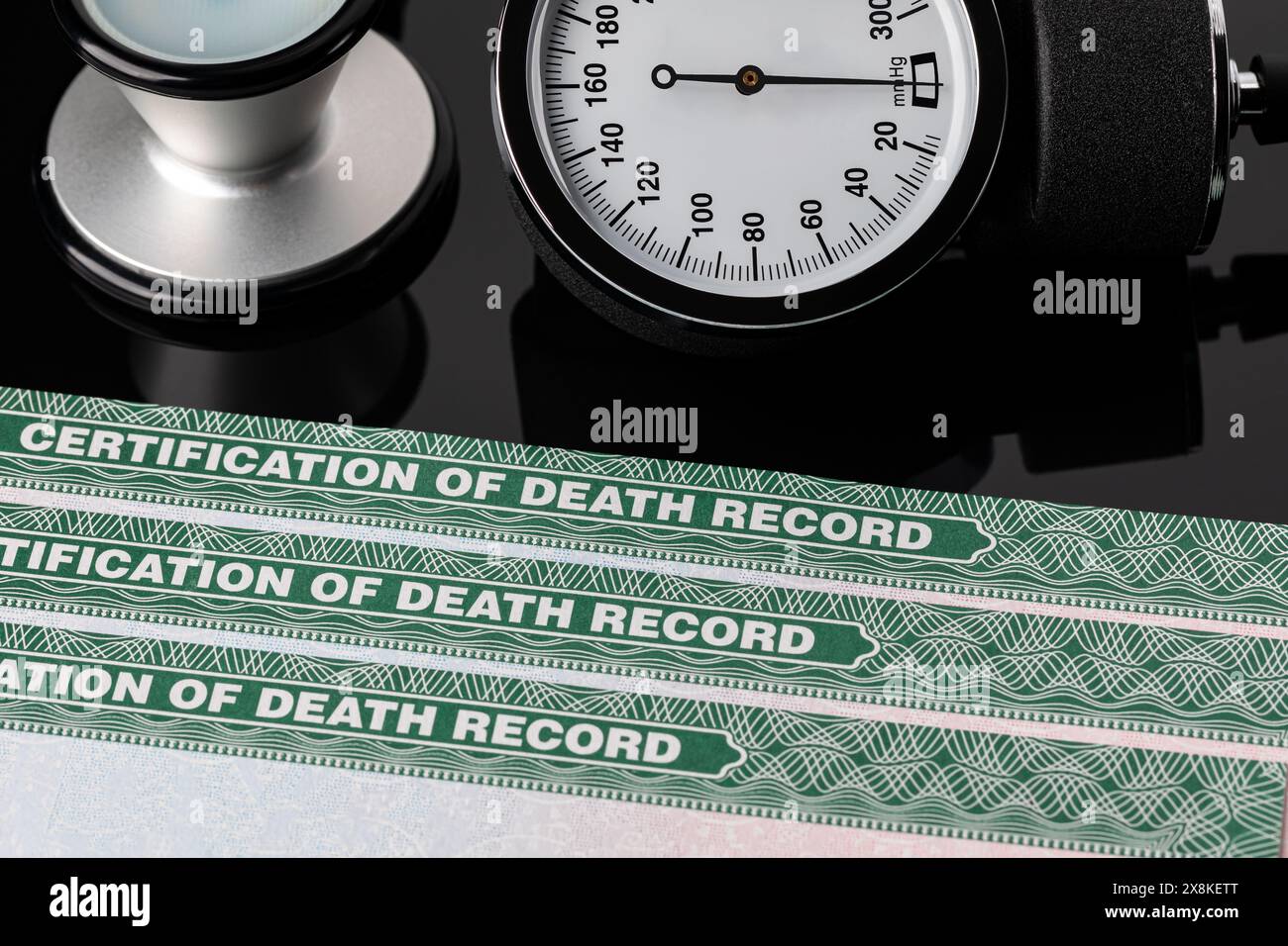 Blood pressure cuff and death certificate record. Hypertension, high ...
