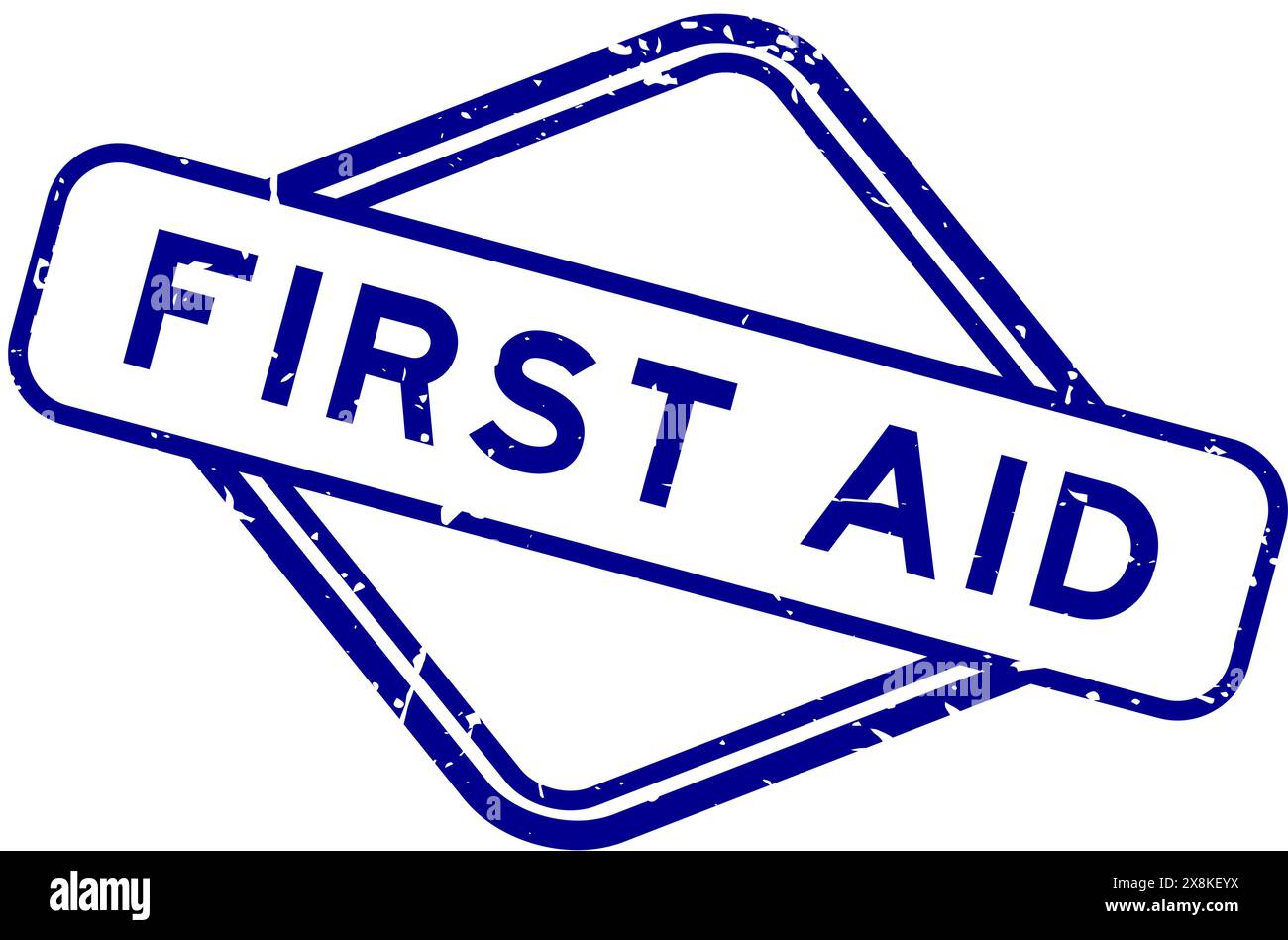 Grunge blue first aid word rubber seal stamp on white background Stock ...