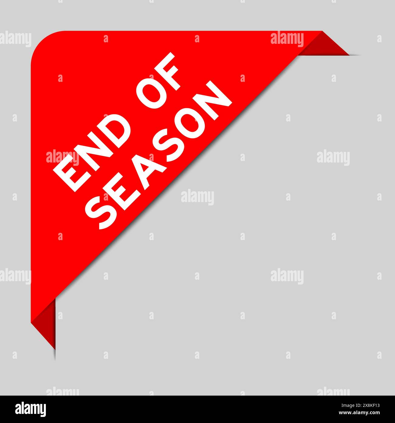 Red color of corner label banner with word end of season on gray ...