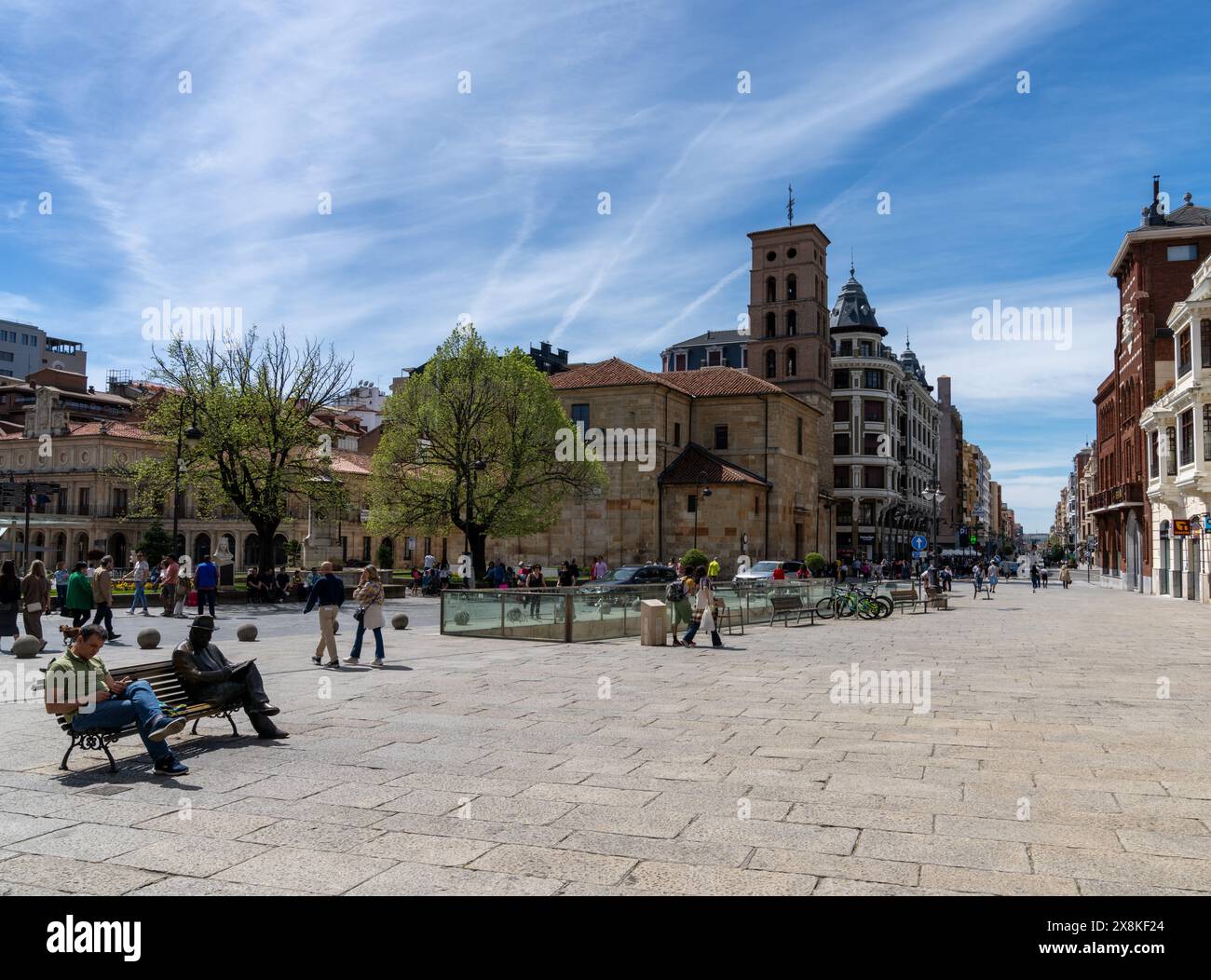 Leon, Spain - 13 April, 2024: view of the Calle Ancha street and ...