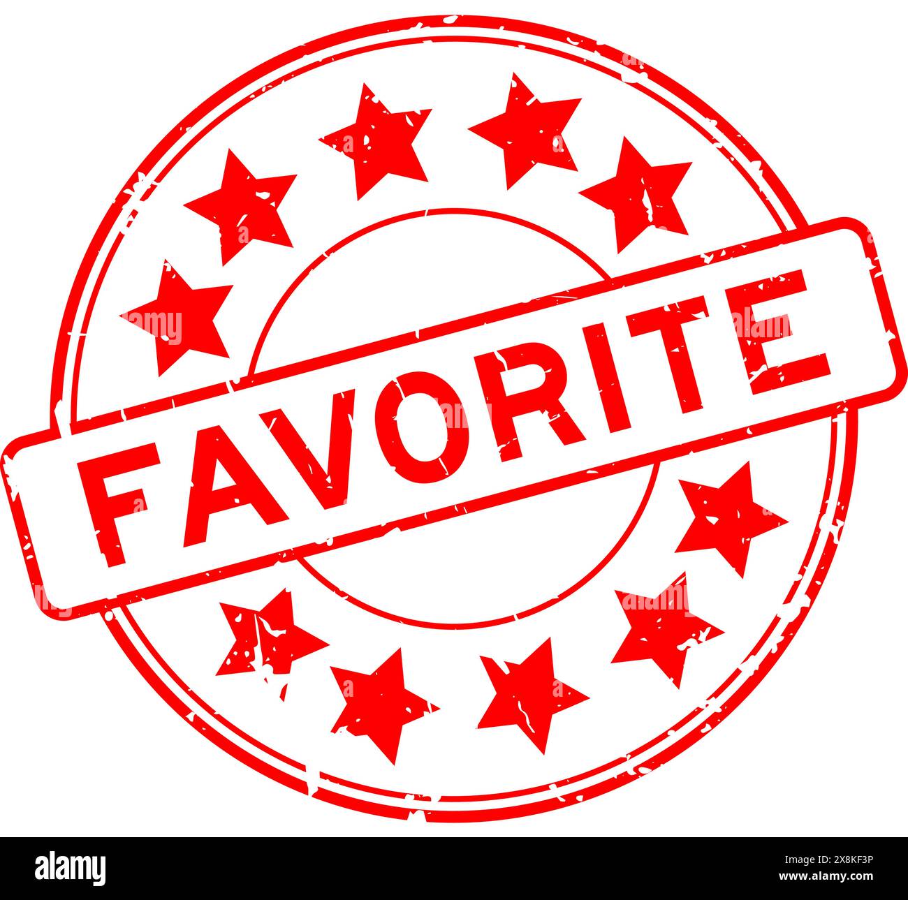 Grunge red favorite word with star icon round rubber seal stamp on ...