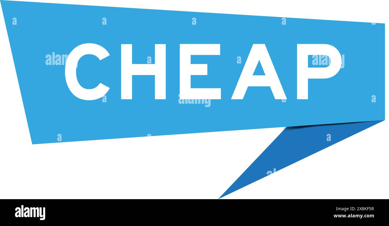 Blue color speech banner with word cheap on white background Stock ...