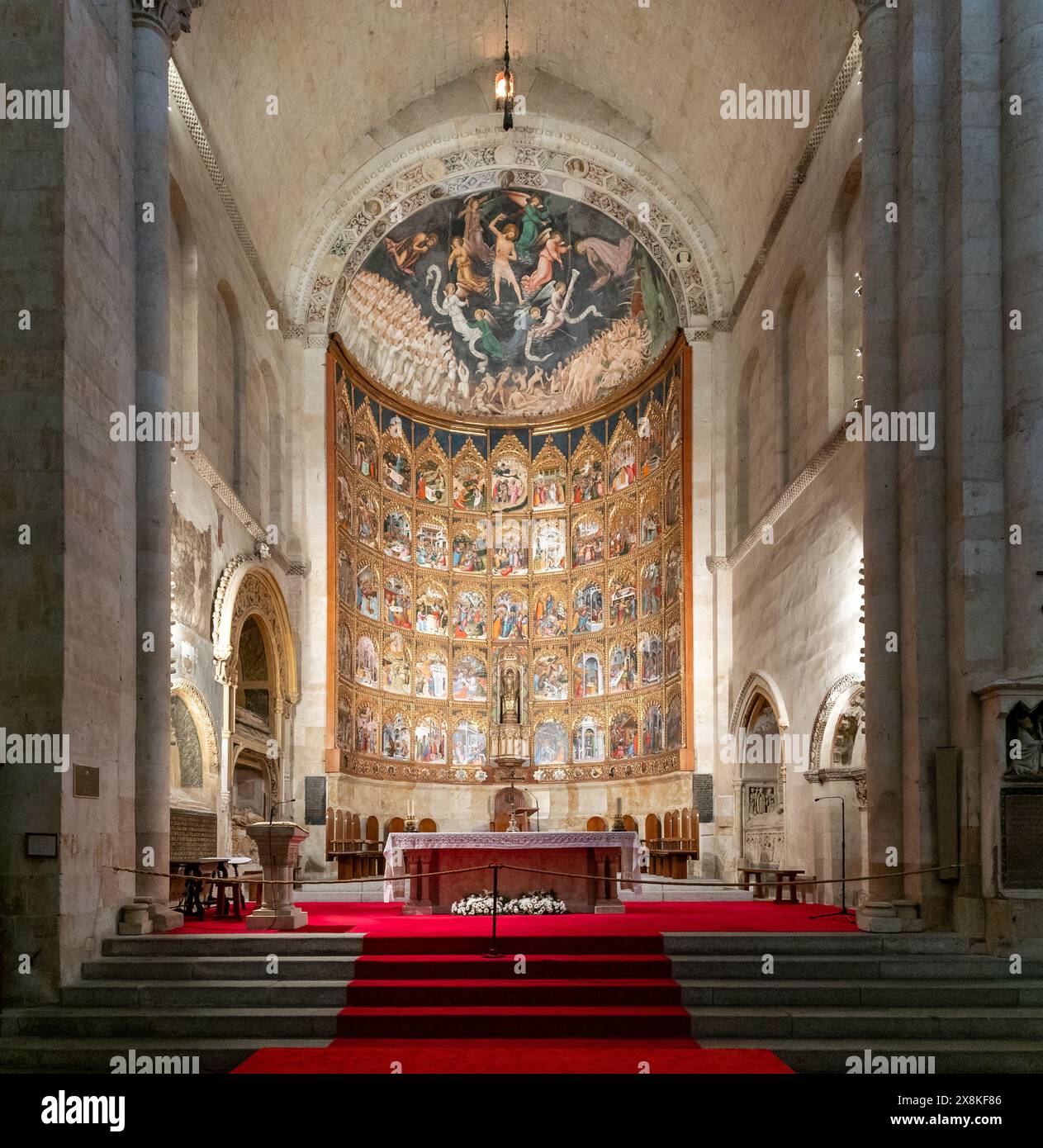 Salamanca, Spain - 9 April, 2024: view of the altar piece and altar in ...