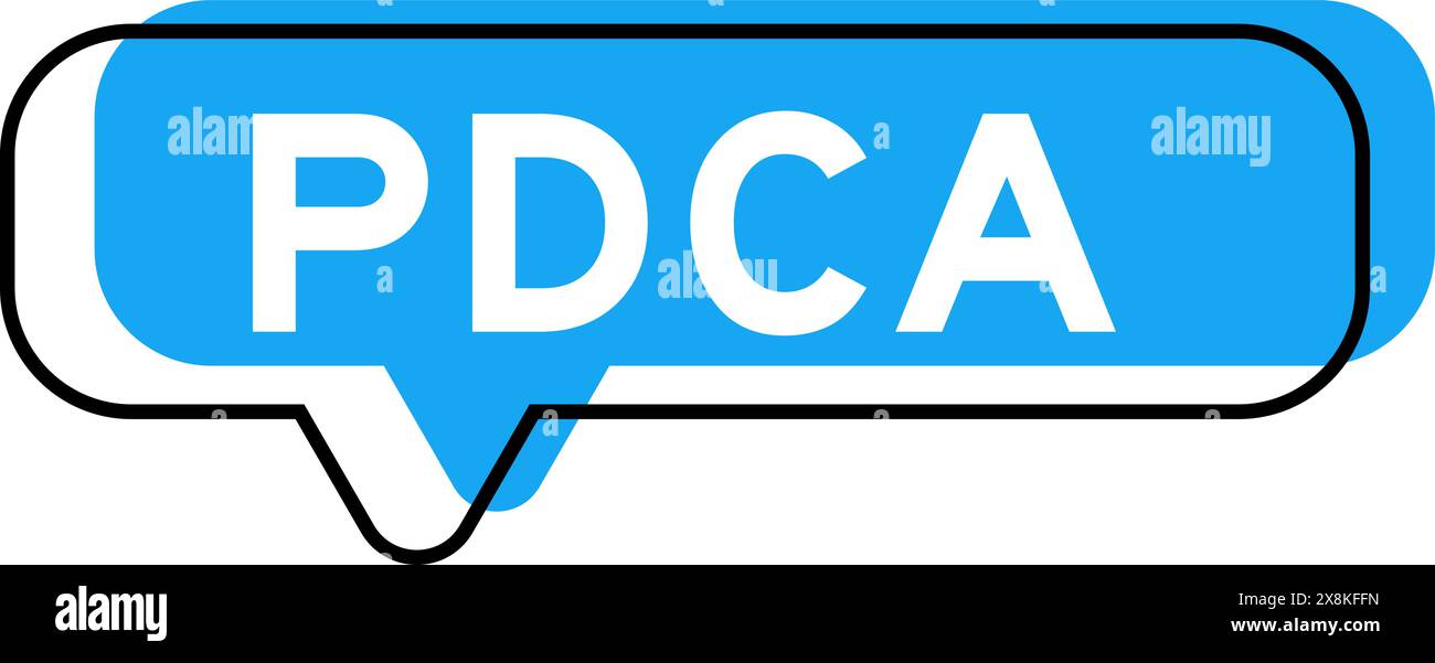 Speech banner and blue shade with word PDCA (Abbreviation of plan do ...