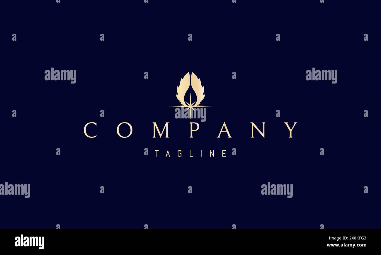 A vector golden logo with an abstract image of a shining star on the ...