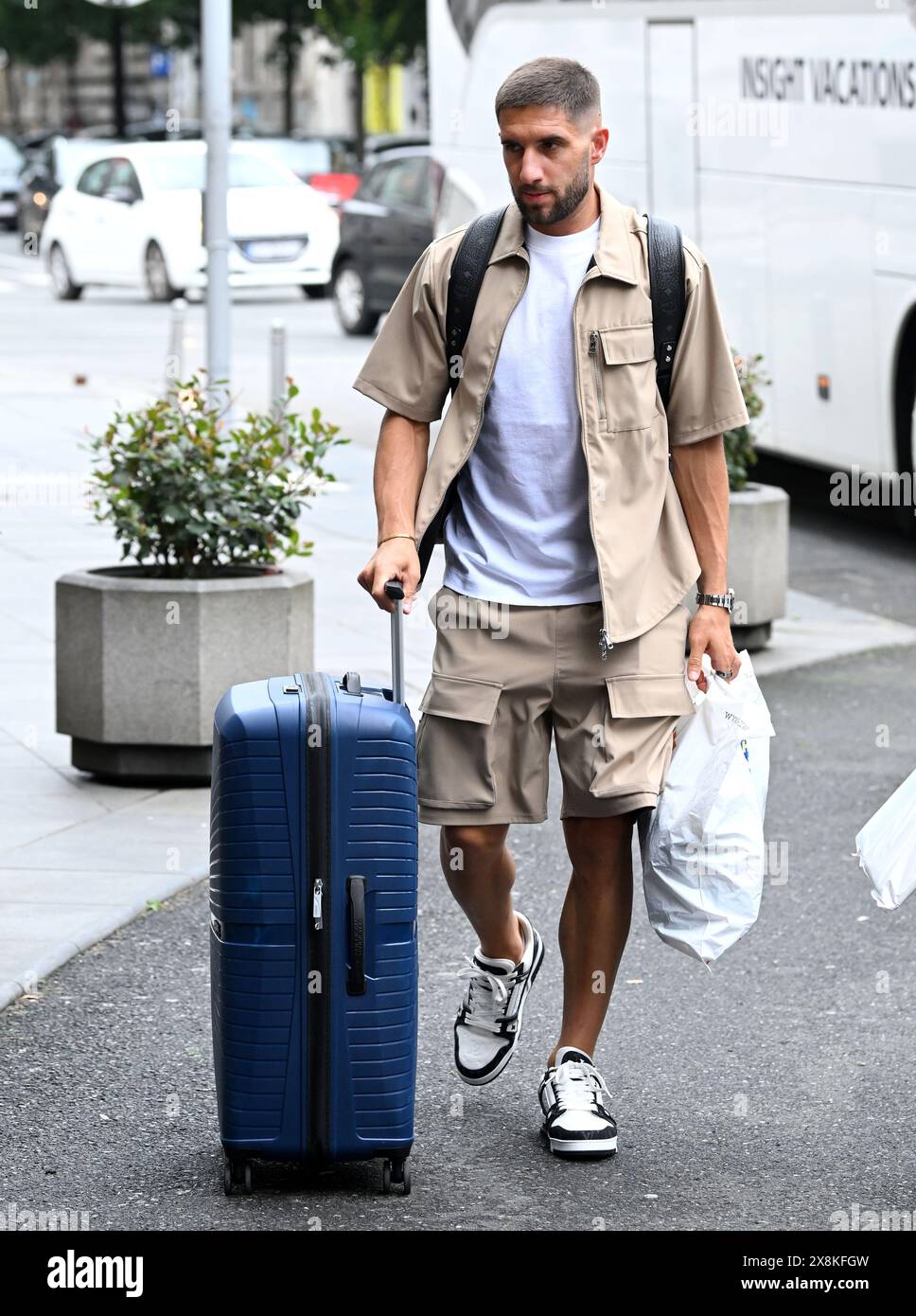 Zagreb, Croatia. 26th May, 2024. Croatia's player Luka Ivanusec arrive ...