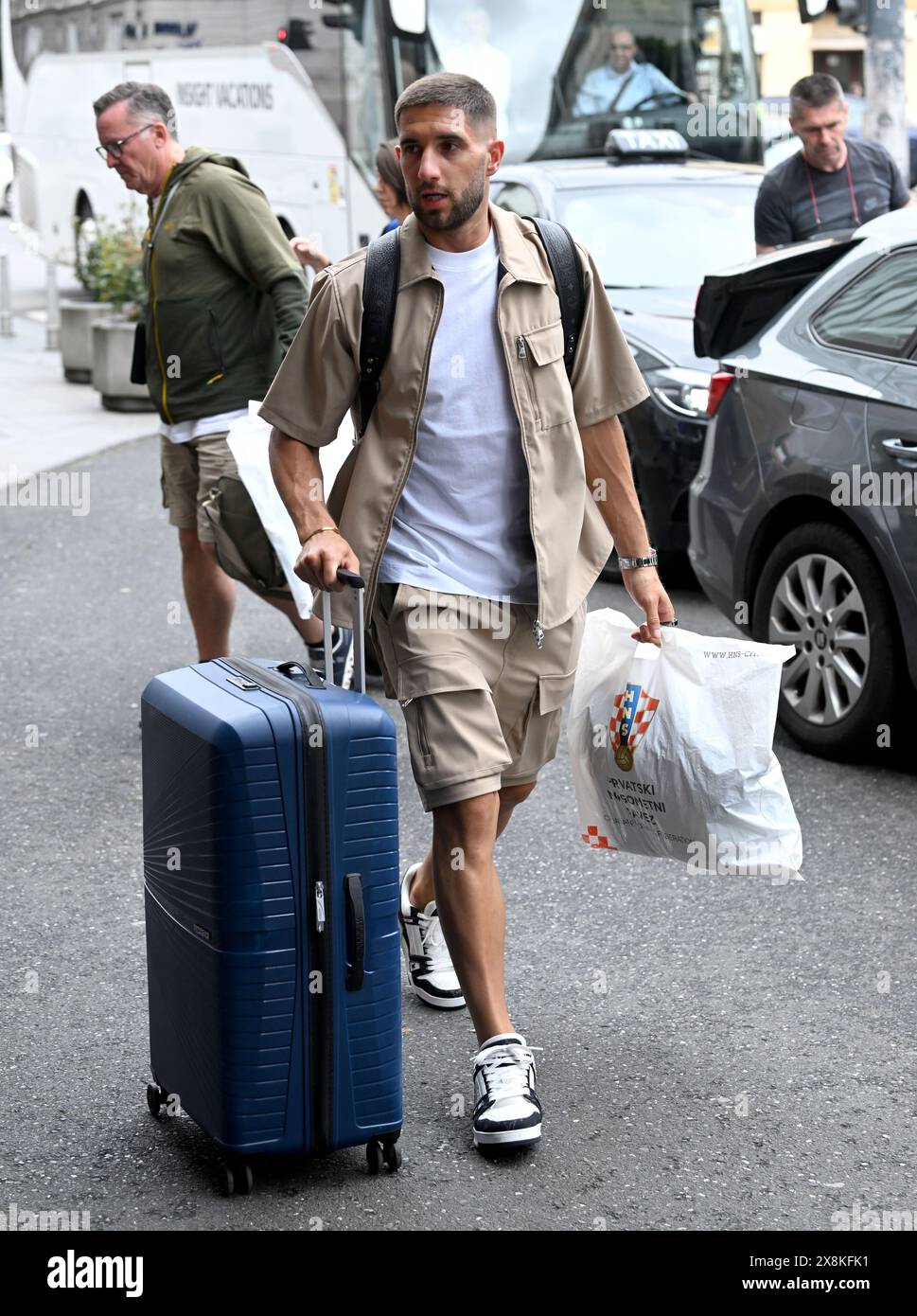 Zagreb, Croatia. 26th May, 2024. Croatia's player Luka Ivanusec arrive ...