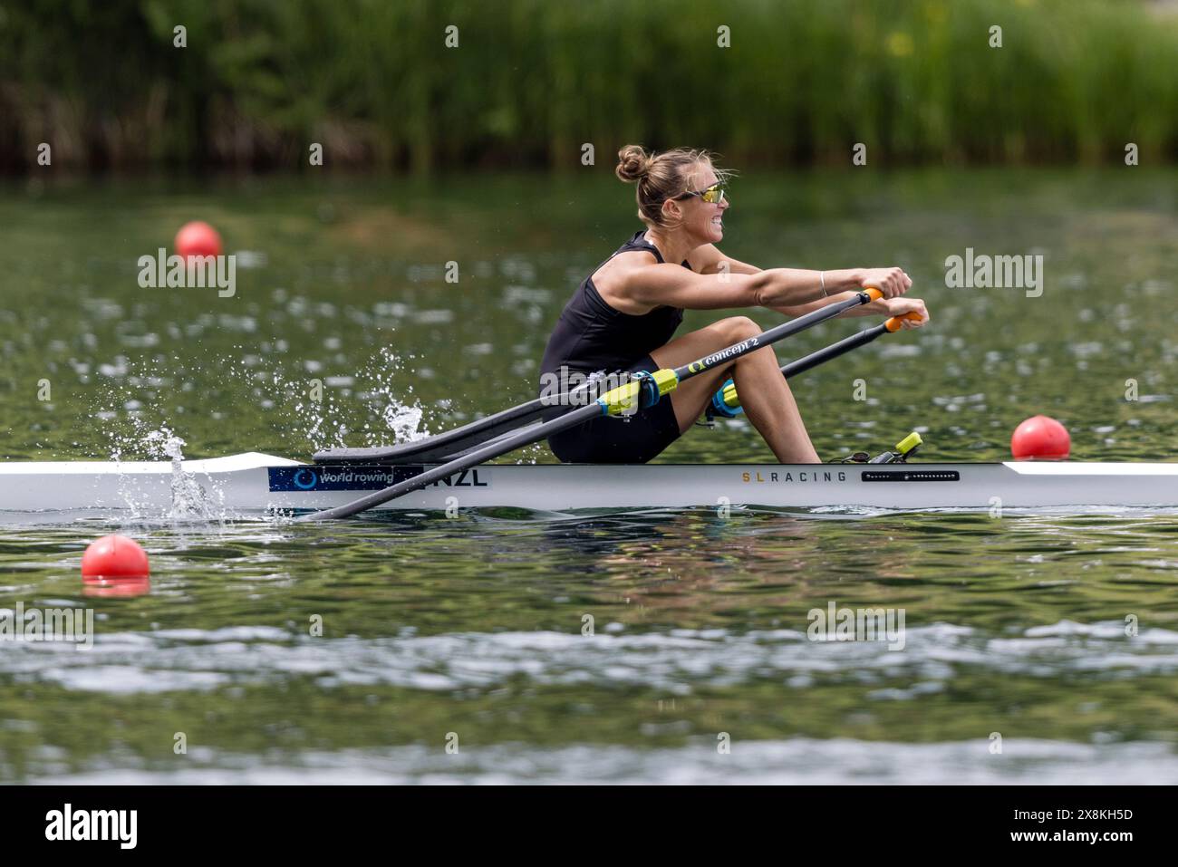 Emma Twigg of New Zealand competes in the Women's Single Sculls Final ...