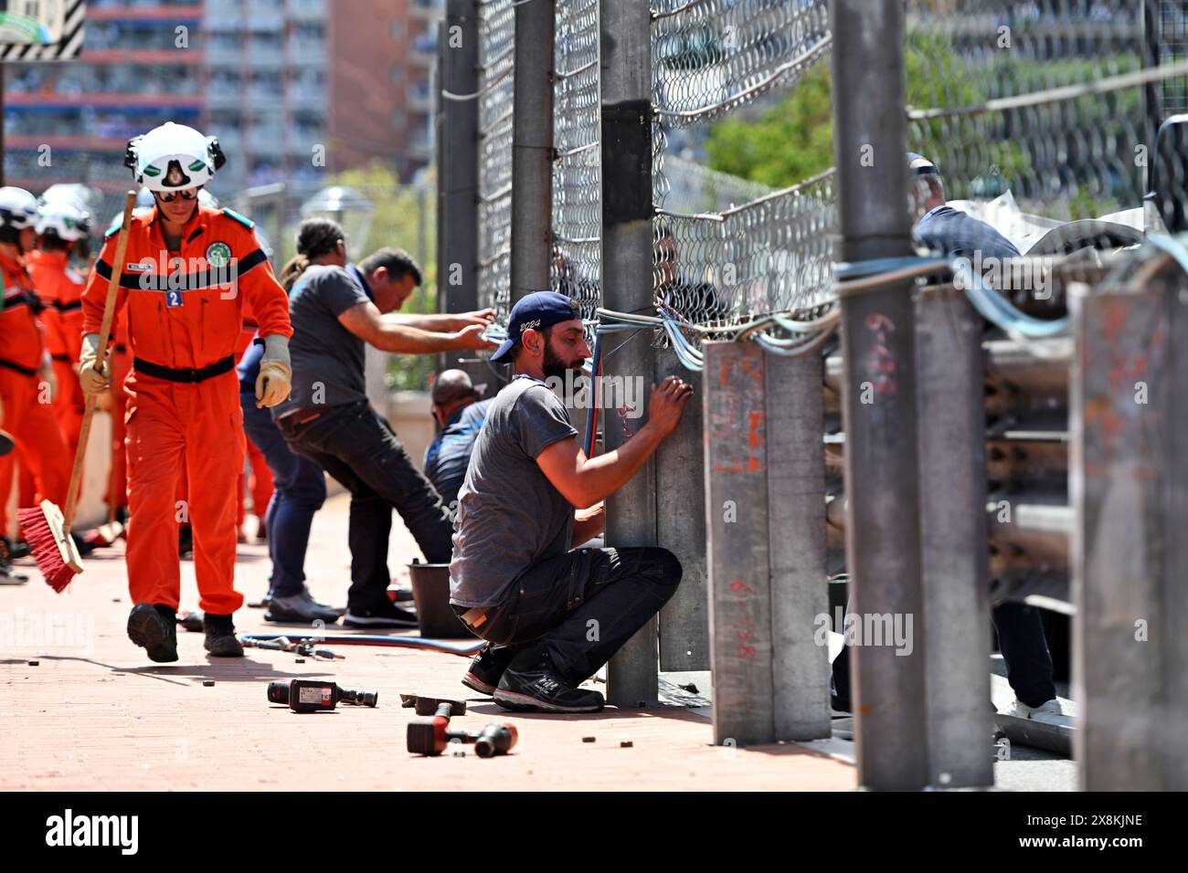 Monaco, Monte Carlo. 26th May, 2024. Barriers are repaired after the ...