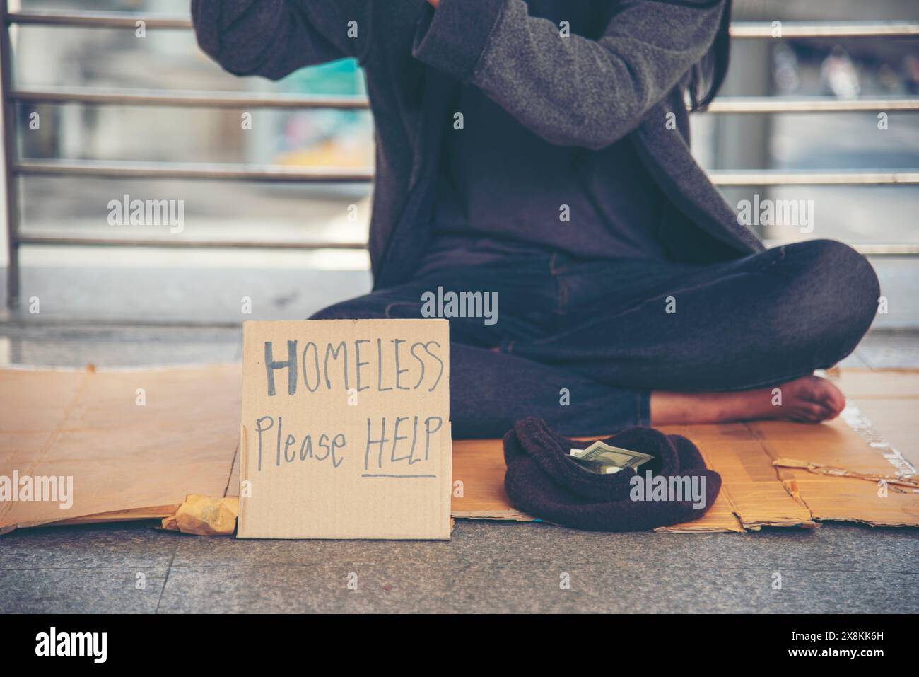 Homeless people poverty beggar man asking for money job and hoping help ...