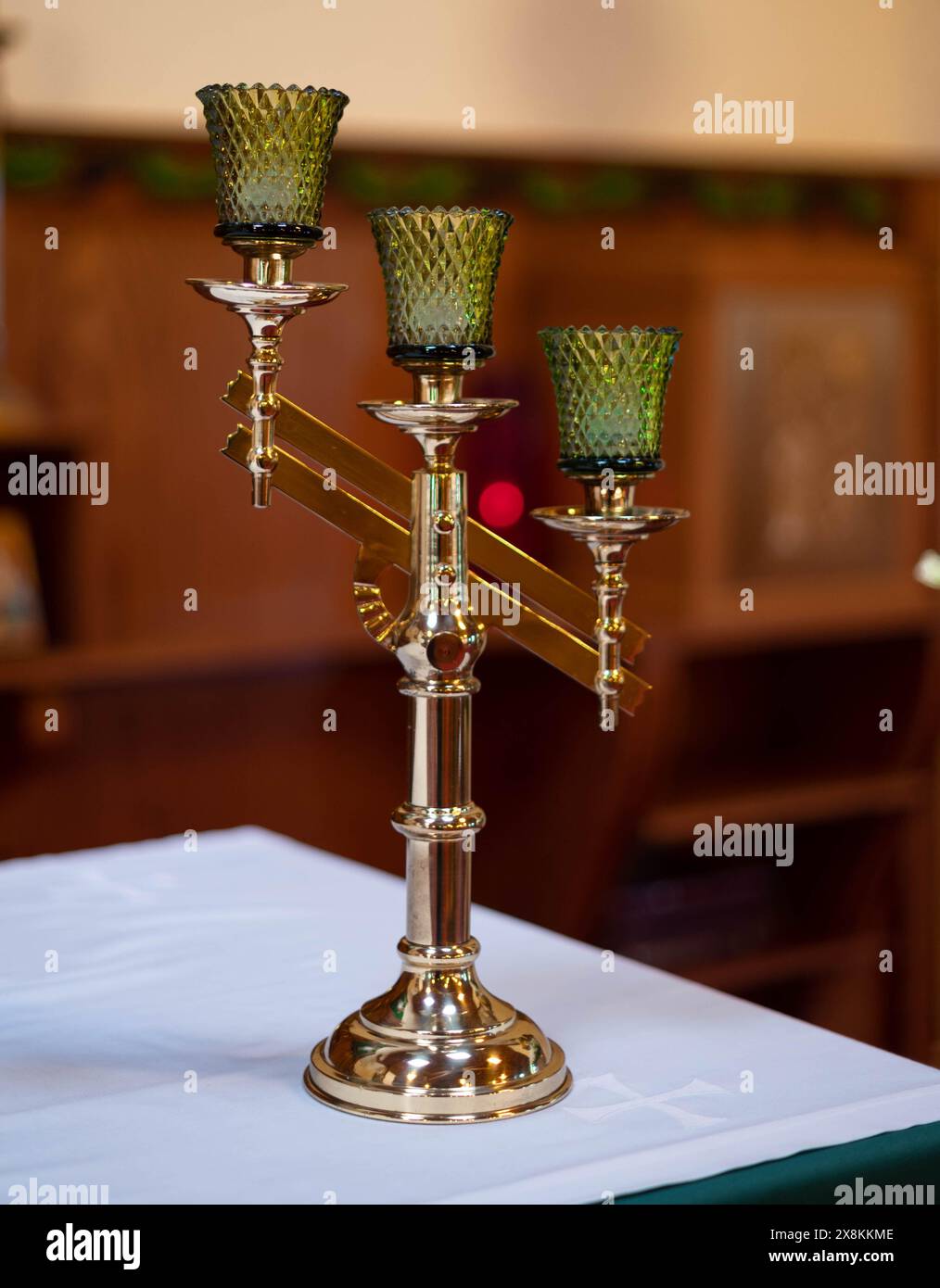 Green Glass Altar Candle Stock Photo - Alamy