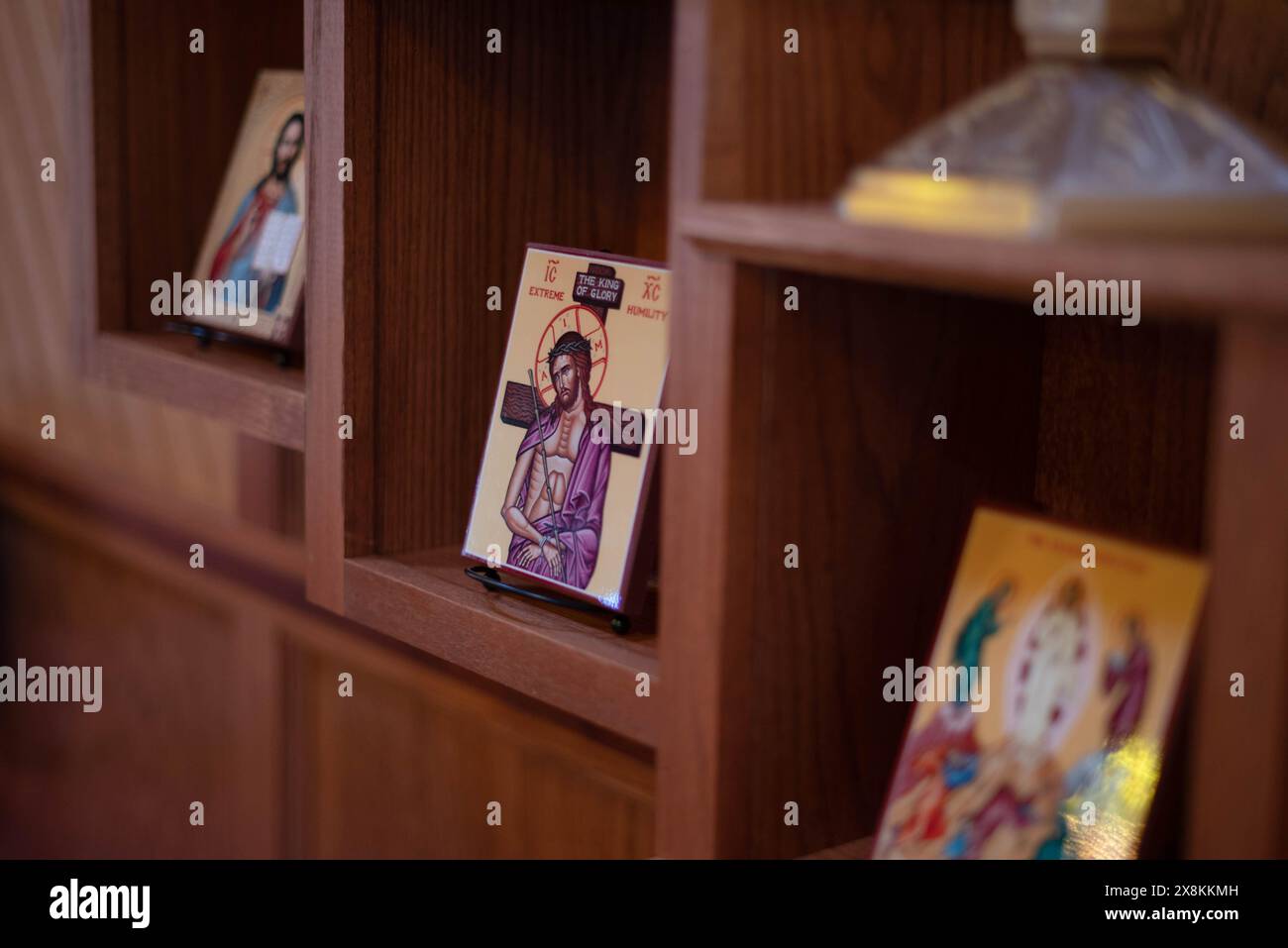 Religious icons on shelf Stock Photo - Alamy