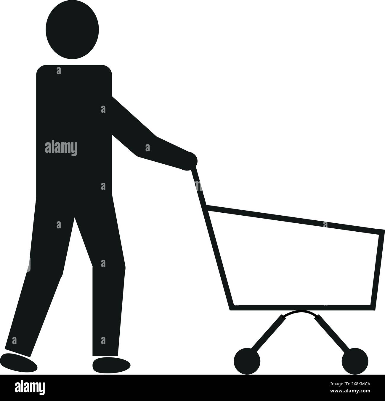Silhouette of a man pushing a cart on a white background Stock Vector ...