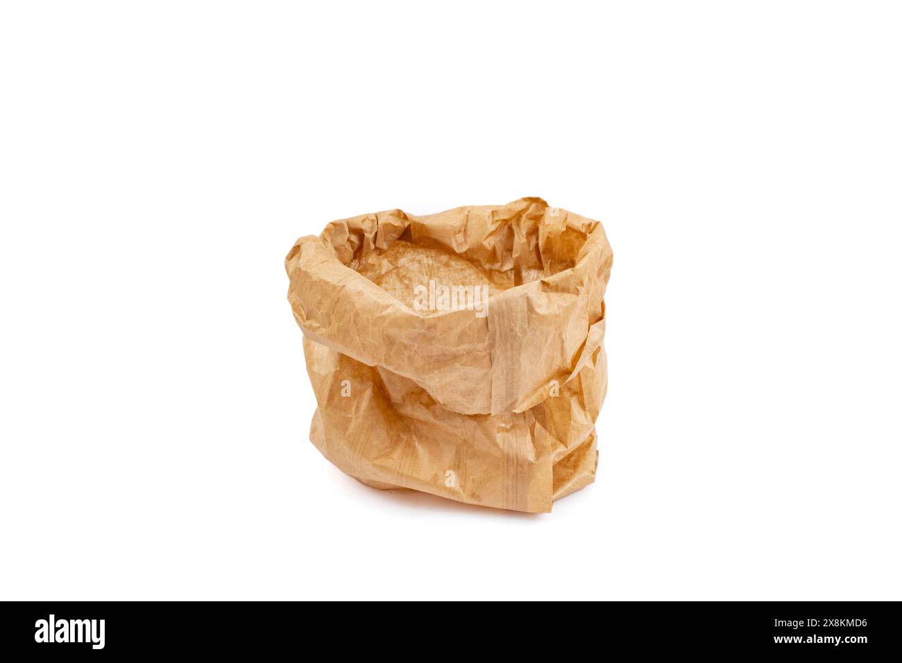 Folded and wrinkled paper bag isolated on white background Stock Photo ...