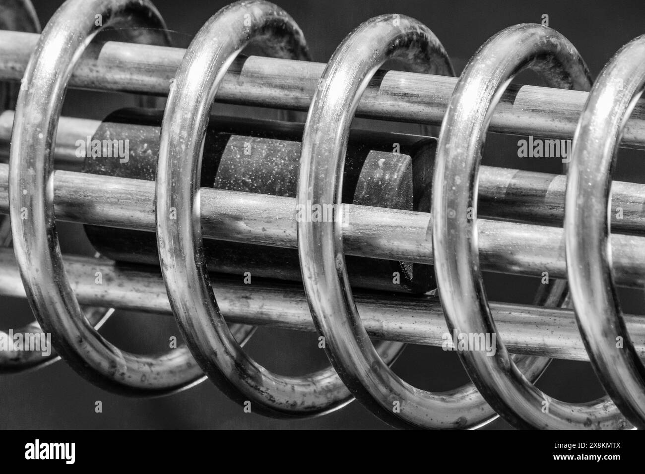Metal pipes black background Black and White Stock Photos & Images - Alamy