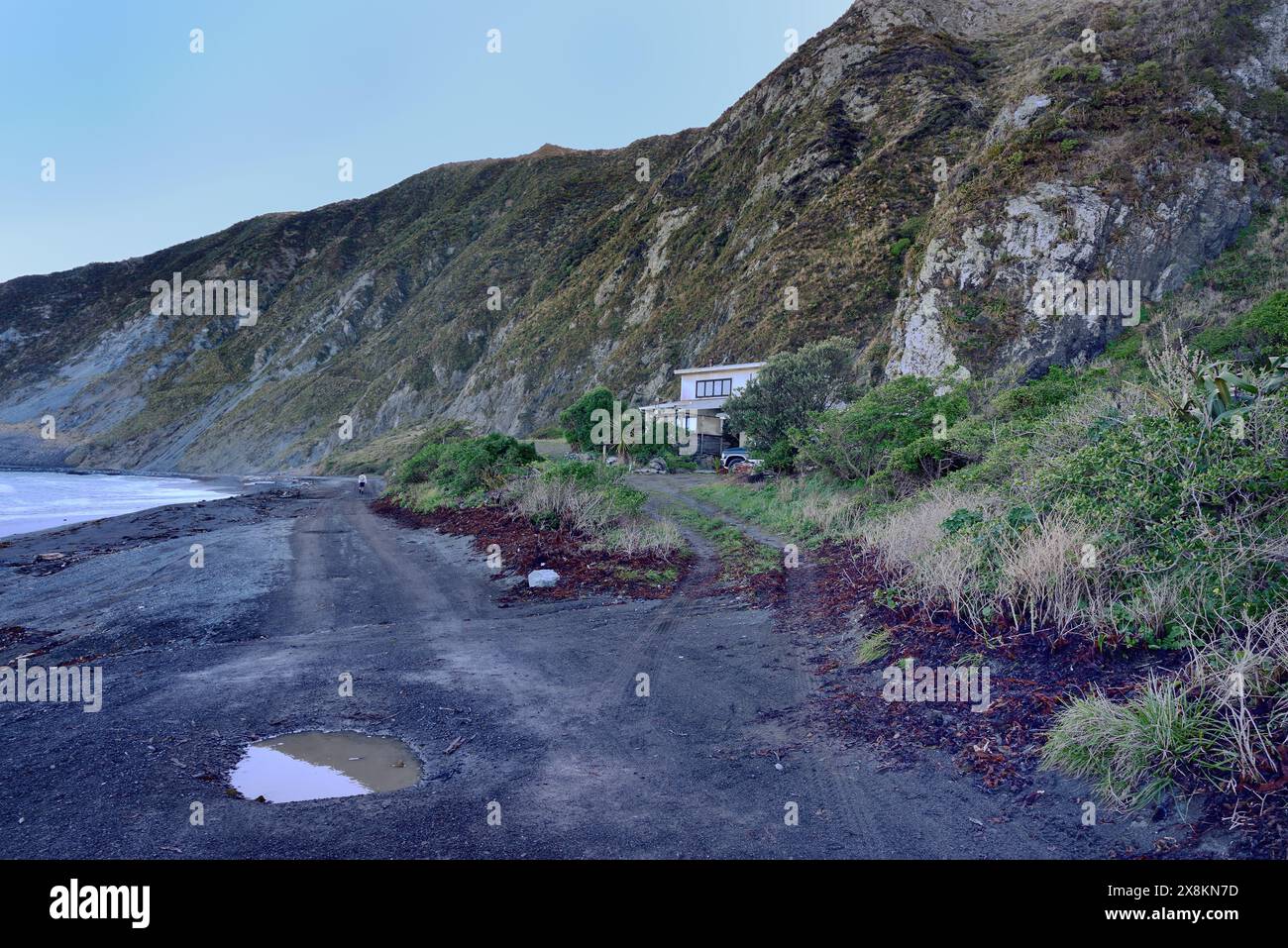 New Zealand Bach - rental holiday home thats off grid with Stock Photo ...