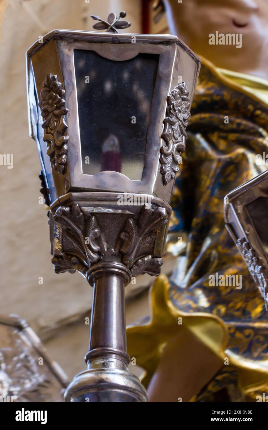 close up of the metal lantern of the statue of the Risen Christ Stock ...