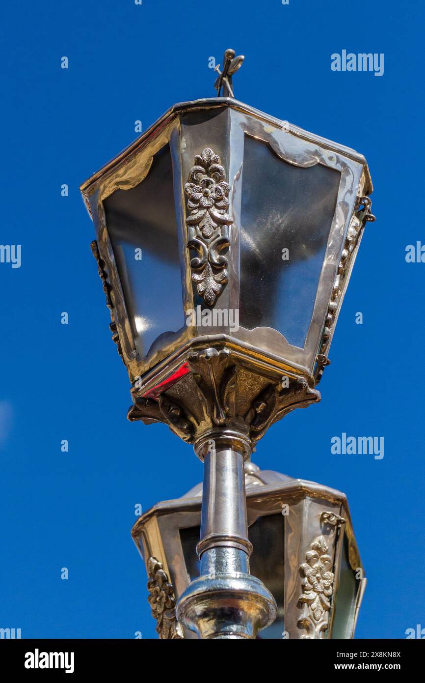 close up of the metal lantern of the statue of the Risen Christ Stock ...