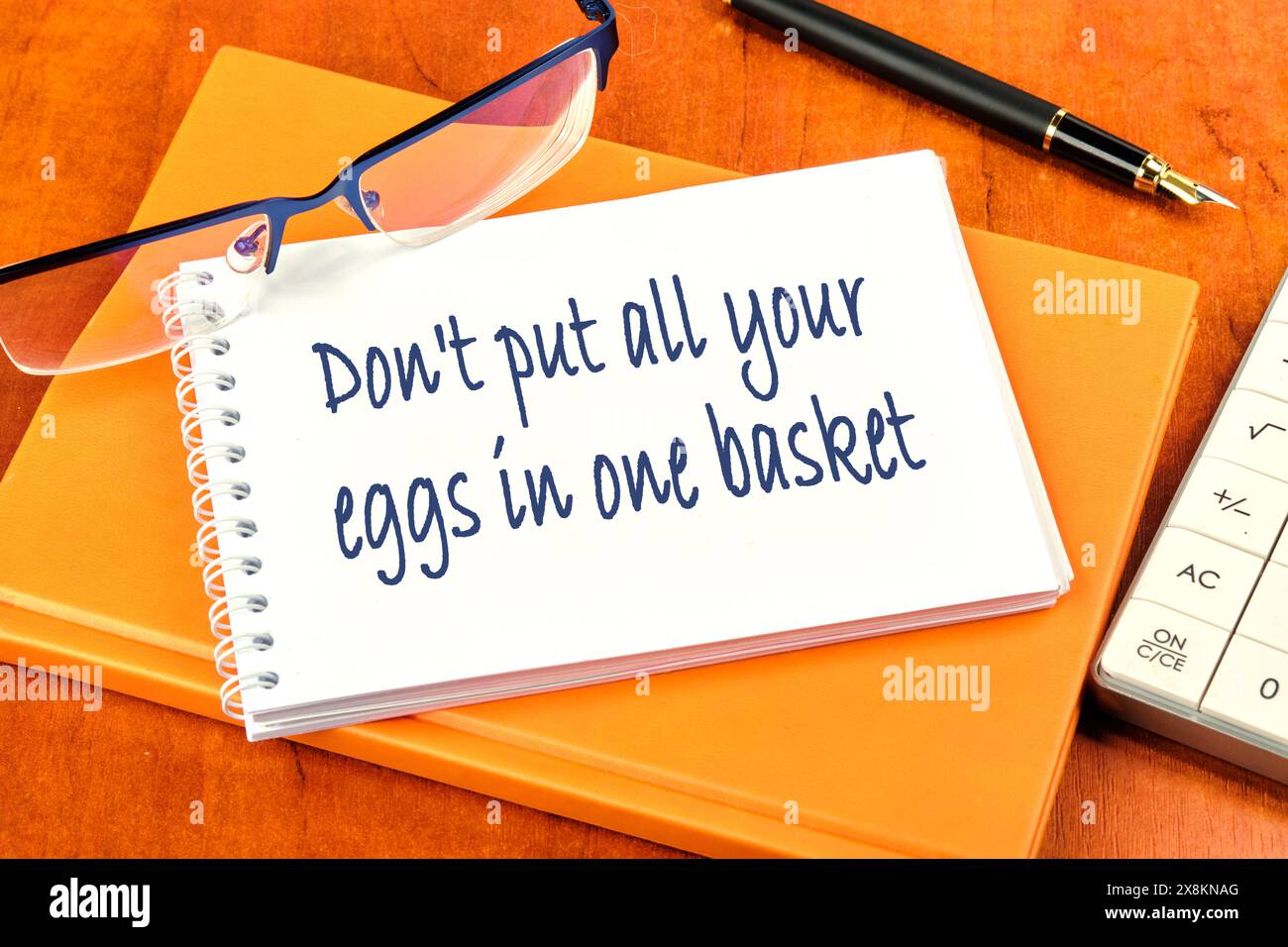 Don't put all your eggs in one basket Message inscription on the ...
