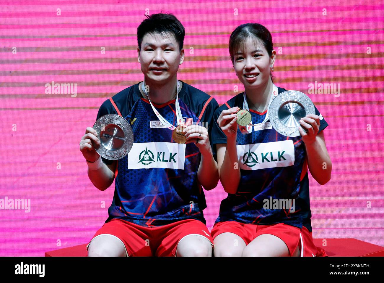 Kuala Lumpur, Malaysia. 26th May, 2024. Goh Soon Huat (R) and Lai Shevon Jemie of Malaysia pose ...