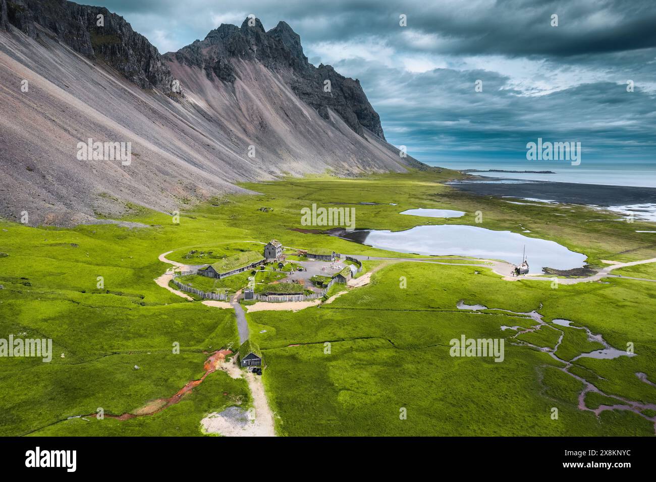 Viking village drone iceland hi-res stock photography and images - Alamy