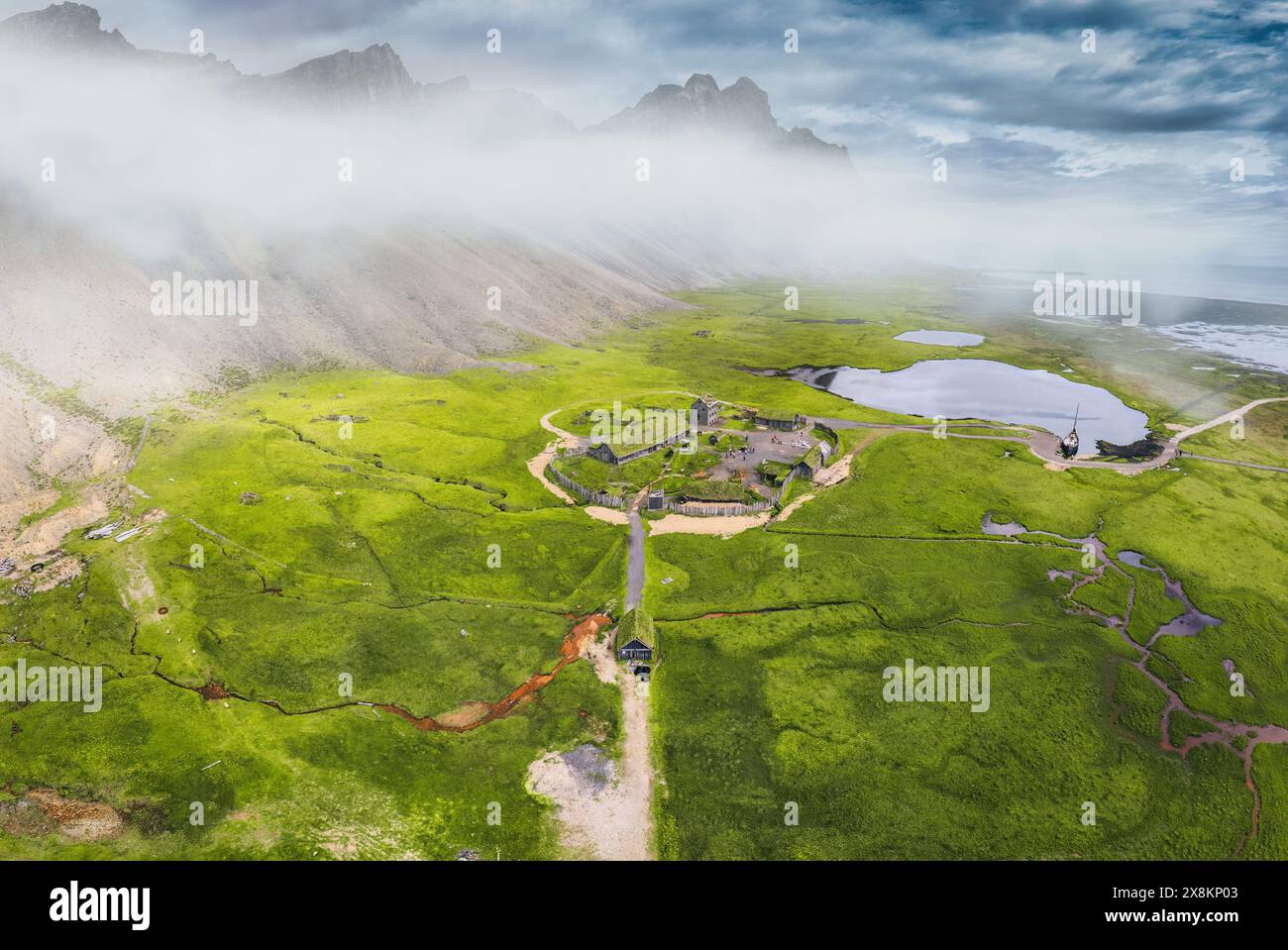 Viking village drone iceland hi-res stock photography and images - Alamy
