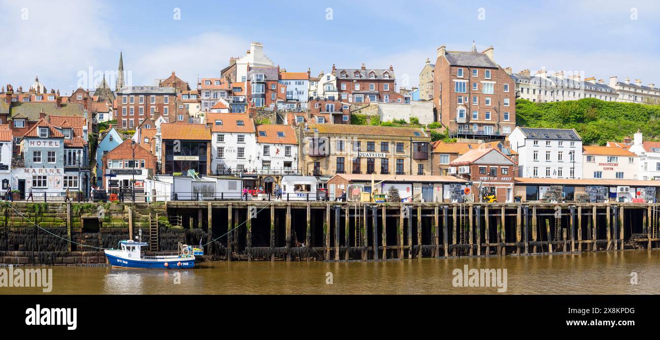 Whitby Yorkshire Whitby Harbour with small fishing boat in the harbour ...