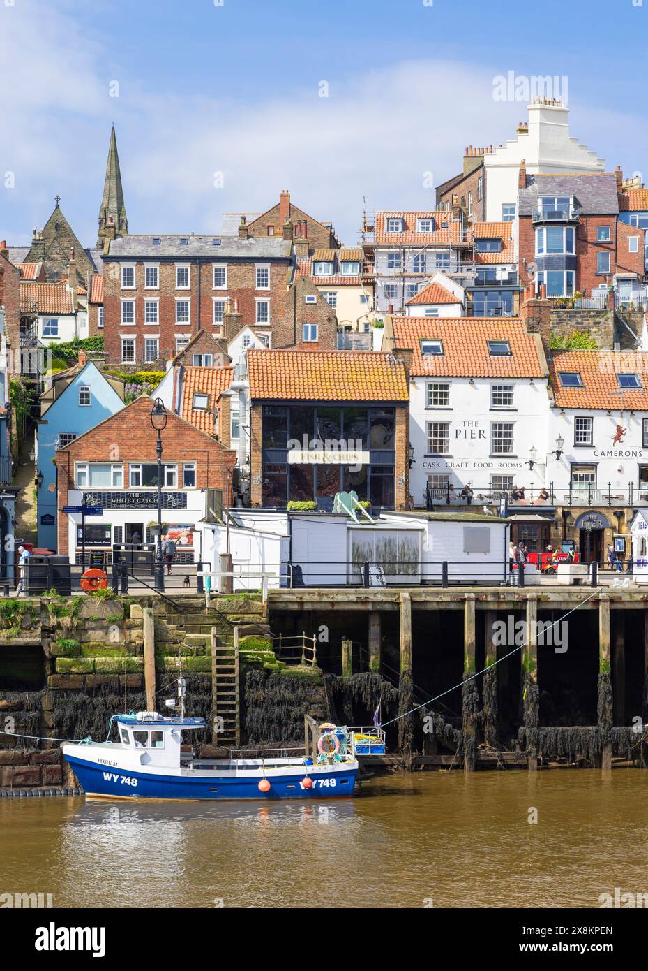 Whitby Yorkshire Whitby Harbour with small fishing boat in the harbour ...