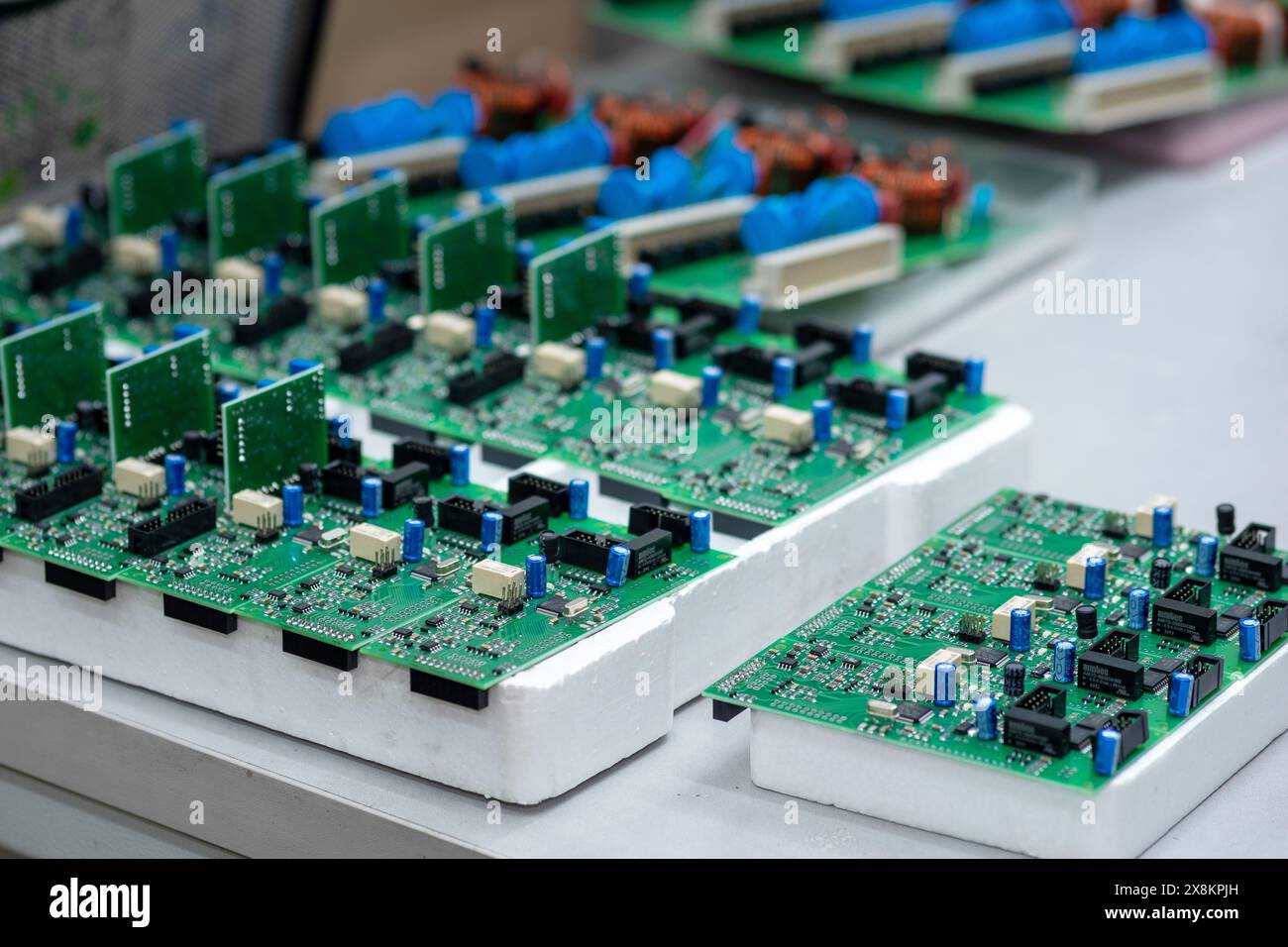 Perm, Russia - May 23, 2024: finished electronic printed circuit boards ...