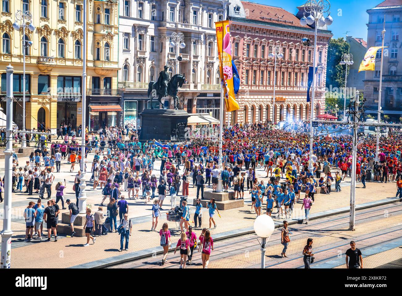 Zagreb, Croatia, May 24 2024 - Ban Jelacic square in Zagreb Norijada ...