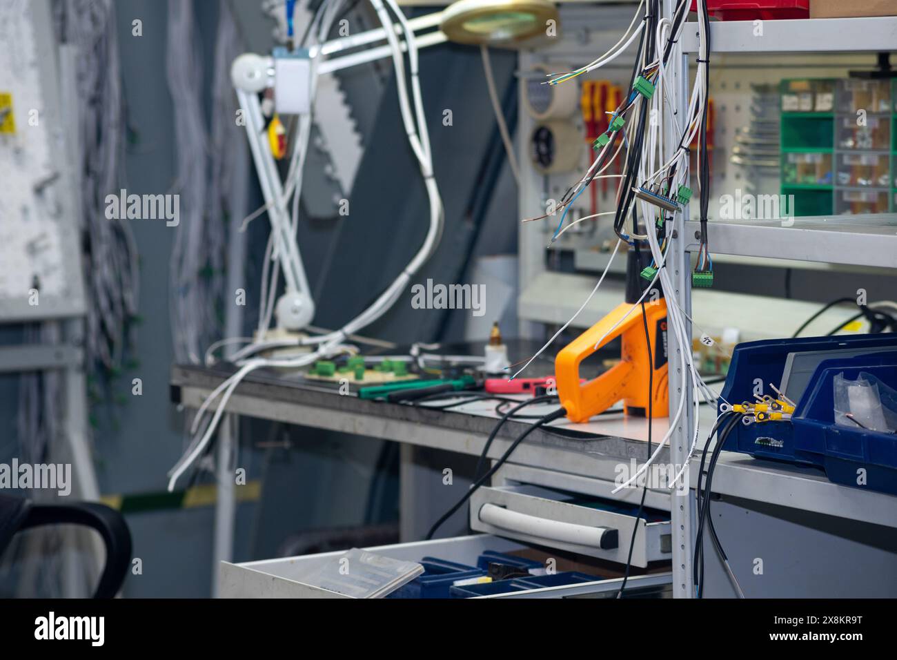 Perm, Russia - May 23, 2024: workplace of assembler of electrical ...