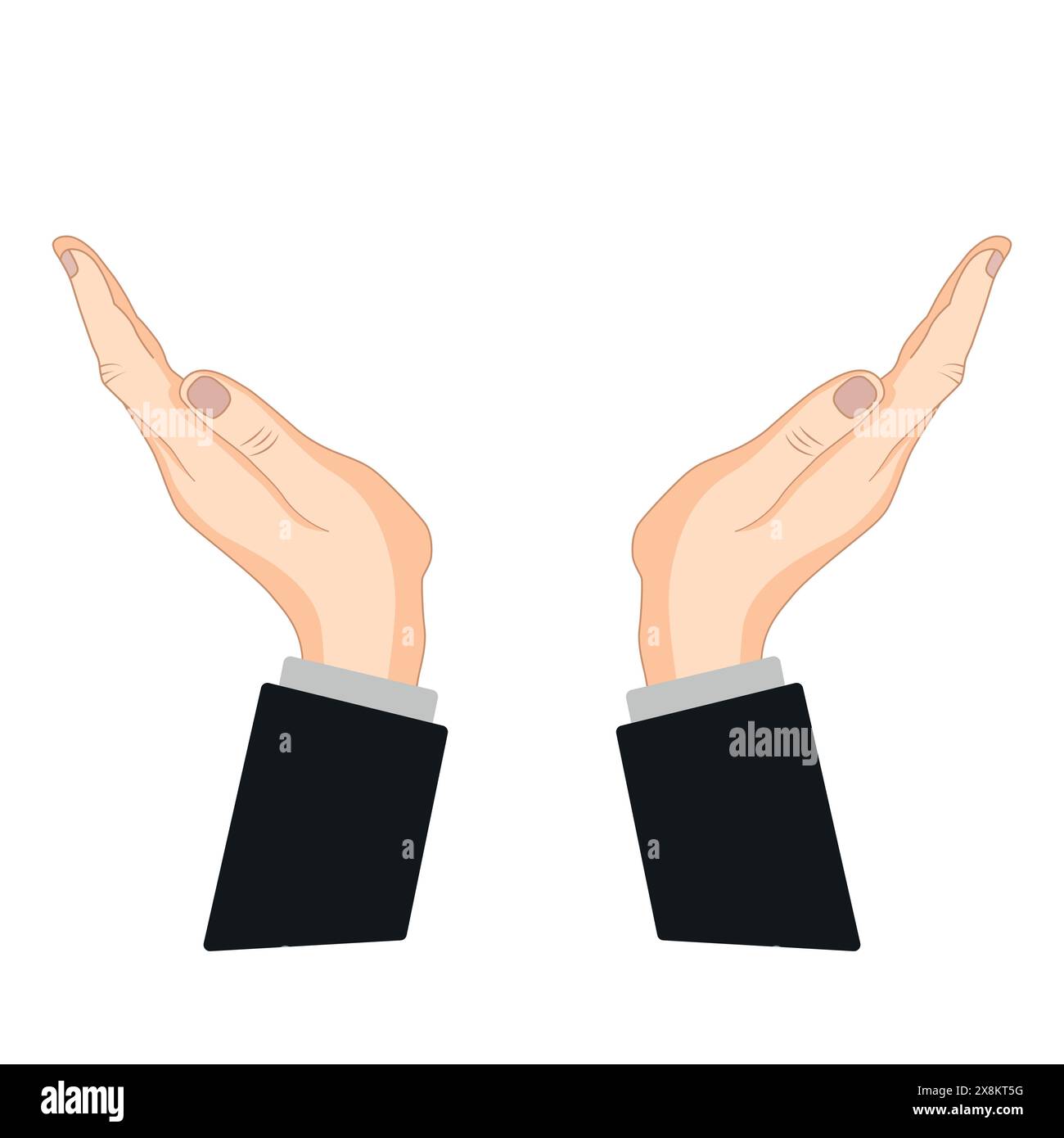 Two Hands Holding Something, hand gesture flat vector illustration ...