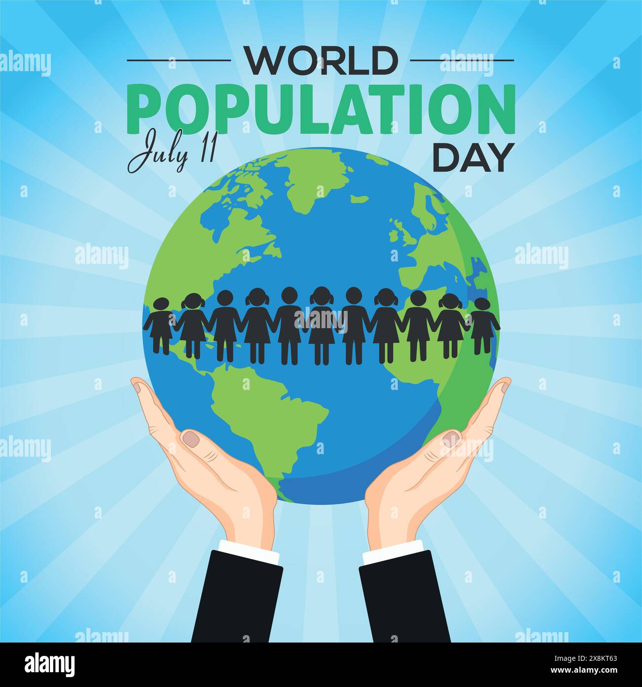 Two hands holding earth, globe vector illustration - World Population ...