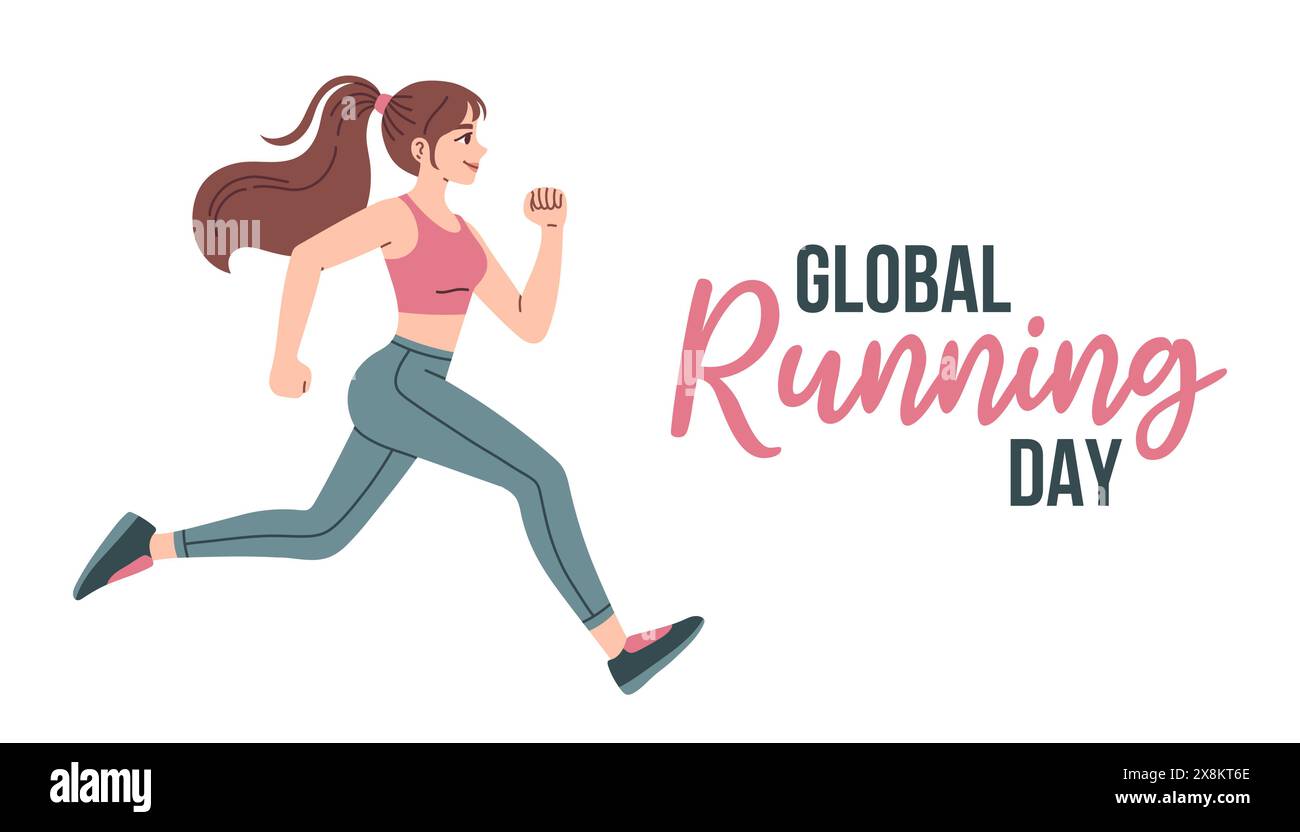 Global running Day in June, vector banner design. The first Wednesday ...
