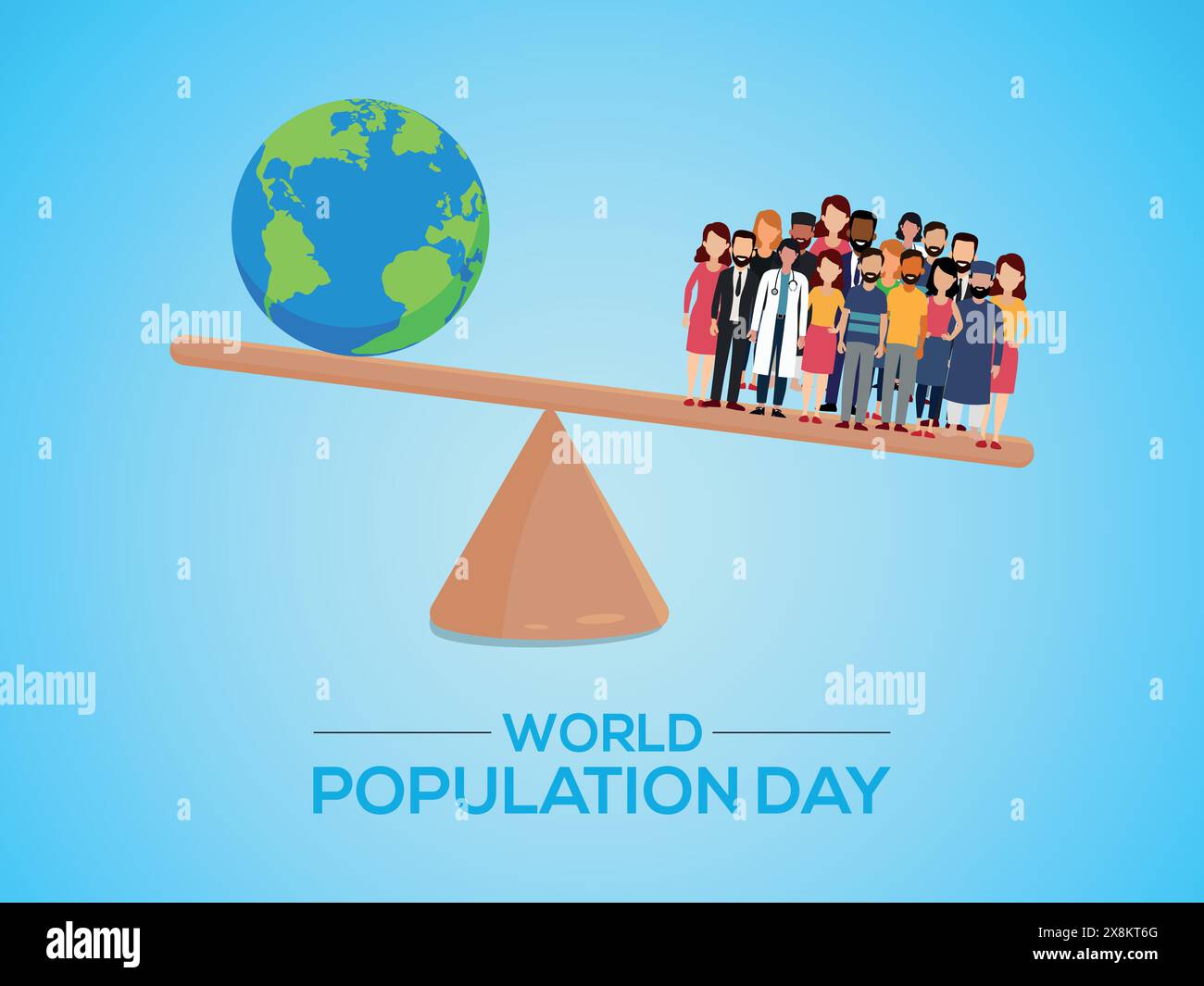 Over Population vector illustration with globe, earth and group of ...